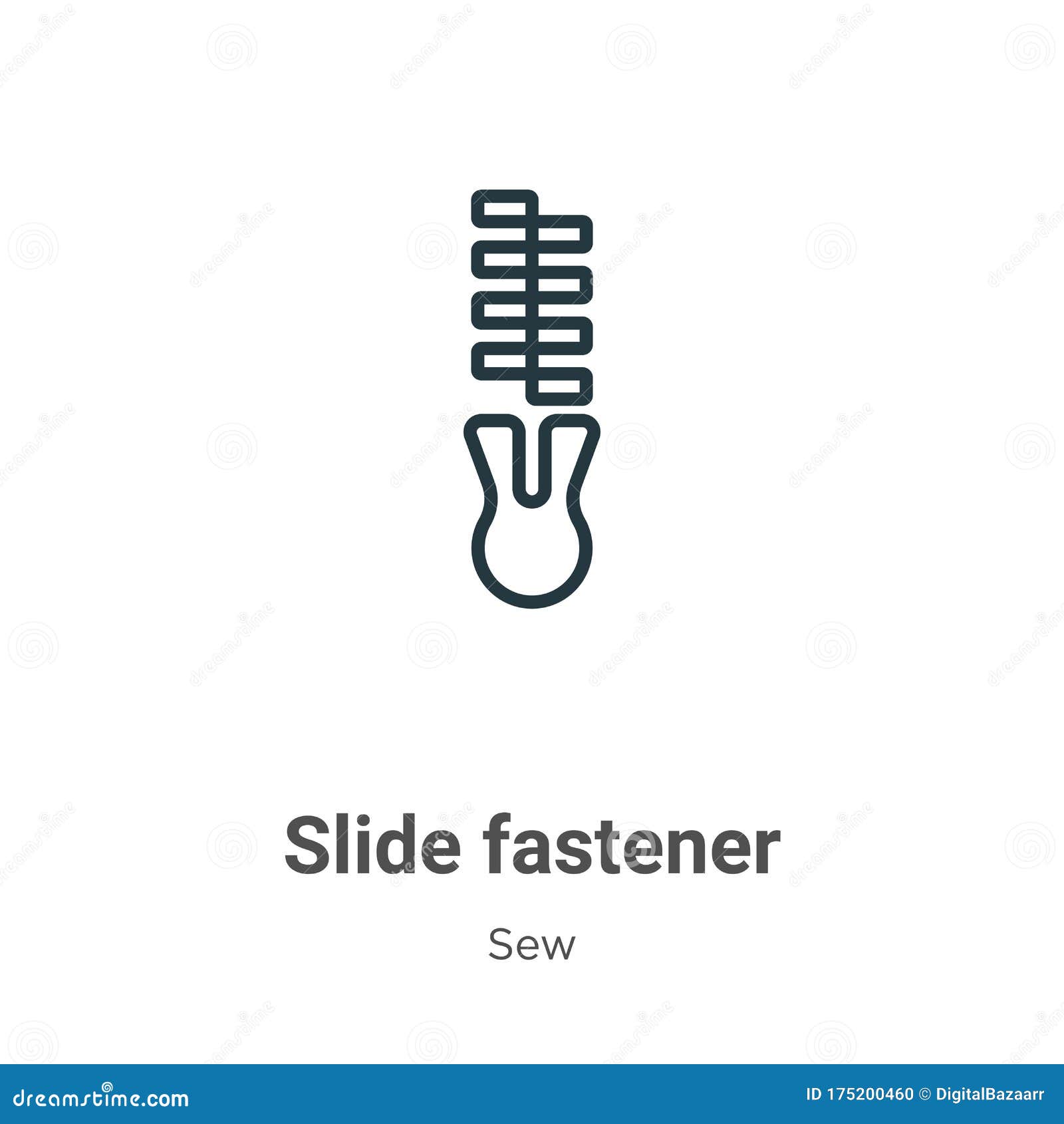 Slide Fastener Outline Vector Icon. Thin Line Black Slide Fastener Icon ...