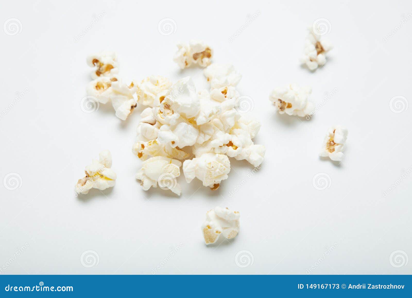 A Slide of Fresh Popcorn on a White Background Stock Image - Image of ...