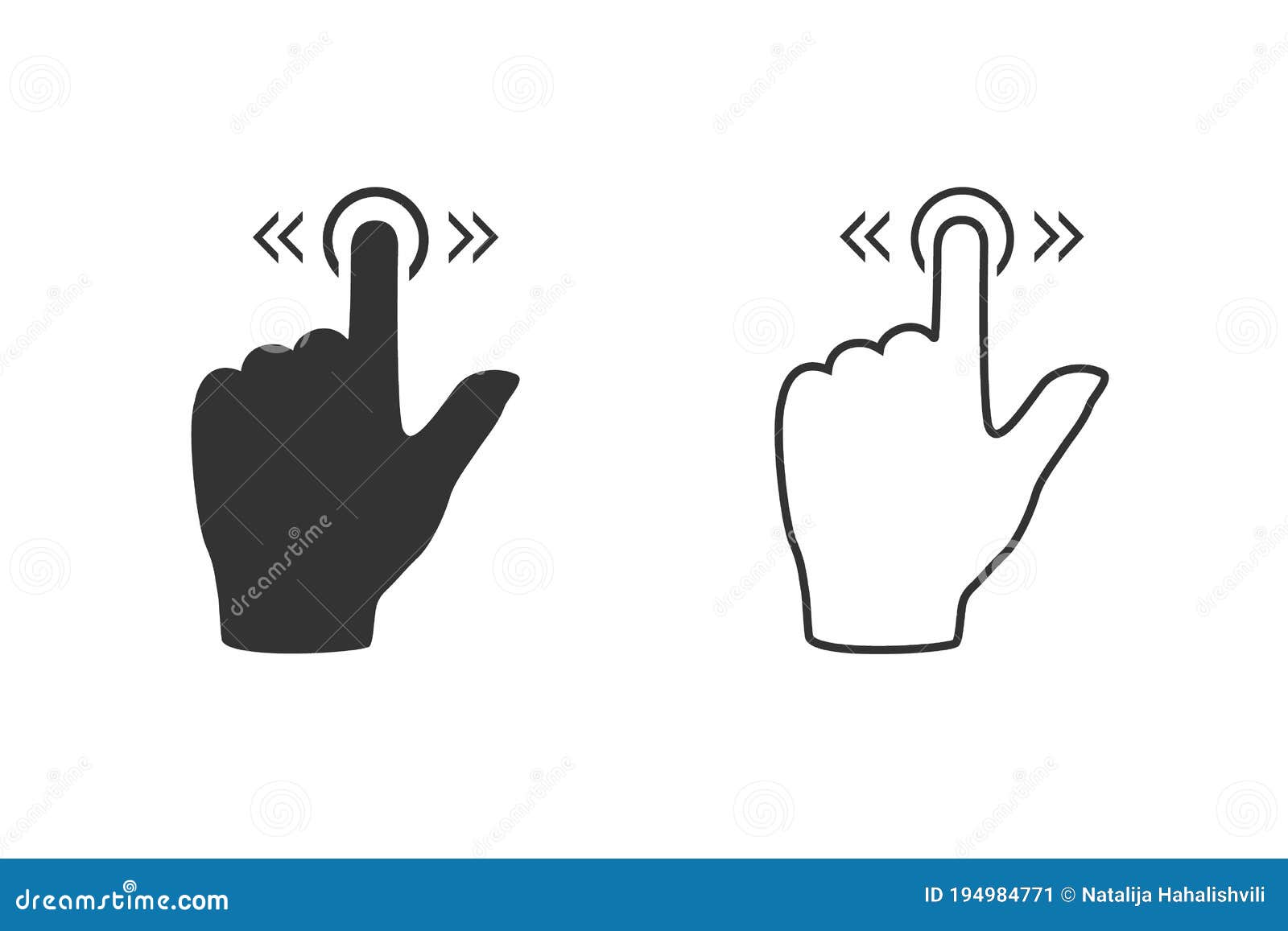 Slide Line Icon Set Gesture on White. Vector Stock Vector ...