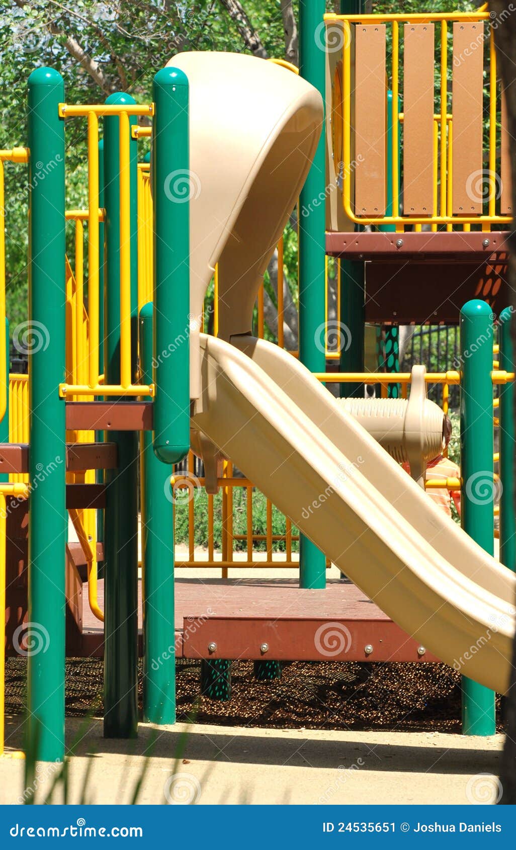 A Slide in a Park in the Sun Stock Image - Image of outside, children ...