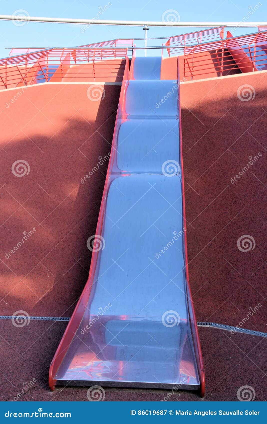 Slide. stock image. Image of metallic, long, kids, fall - 86019687