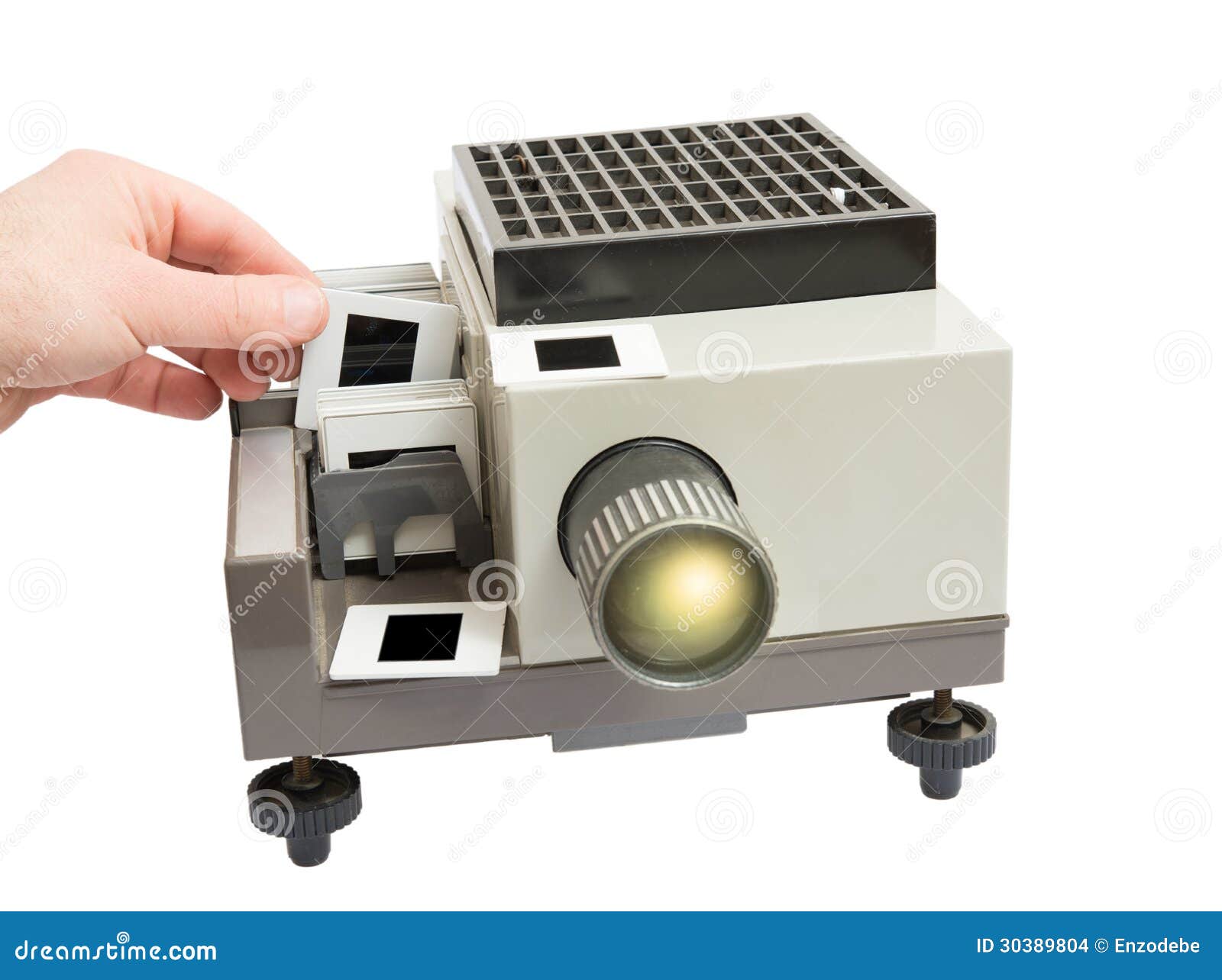 Slide projector stock photo. Image of screen, hand, slide - 30389804