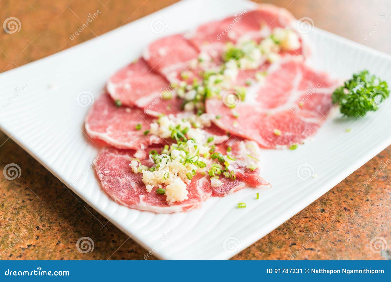 Slide raw meat stock image. Image of food, green, pork - 91787231
