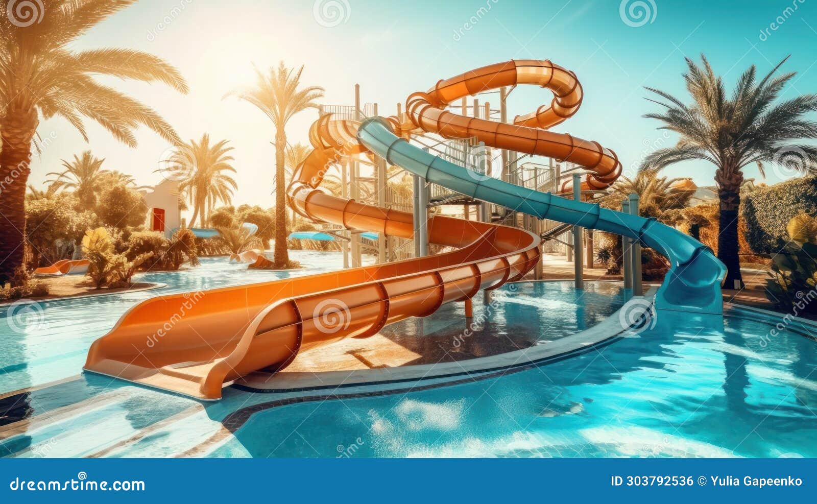 Slide in Sun Slides Water Park Stock Photo - Image of generated, aqua ...