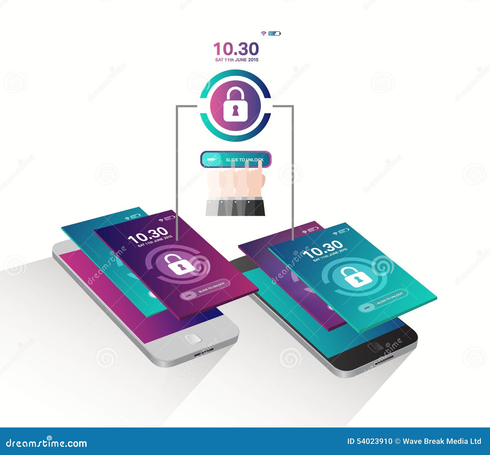 Slide To Unlock Phone Vector Stock Vector - Illustration of touching ...