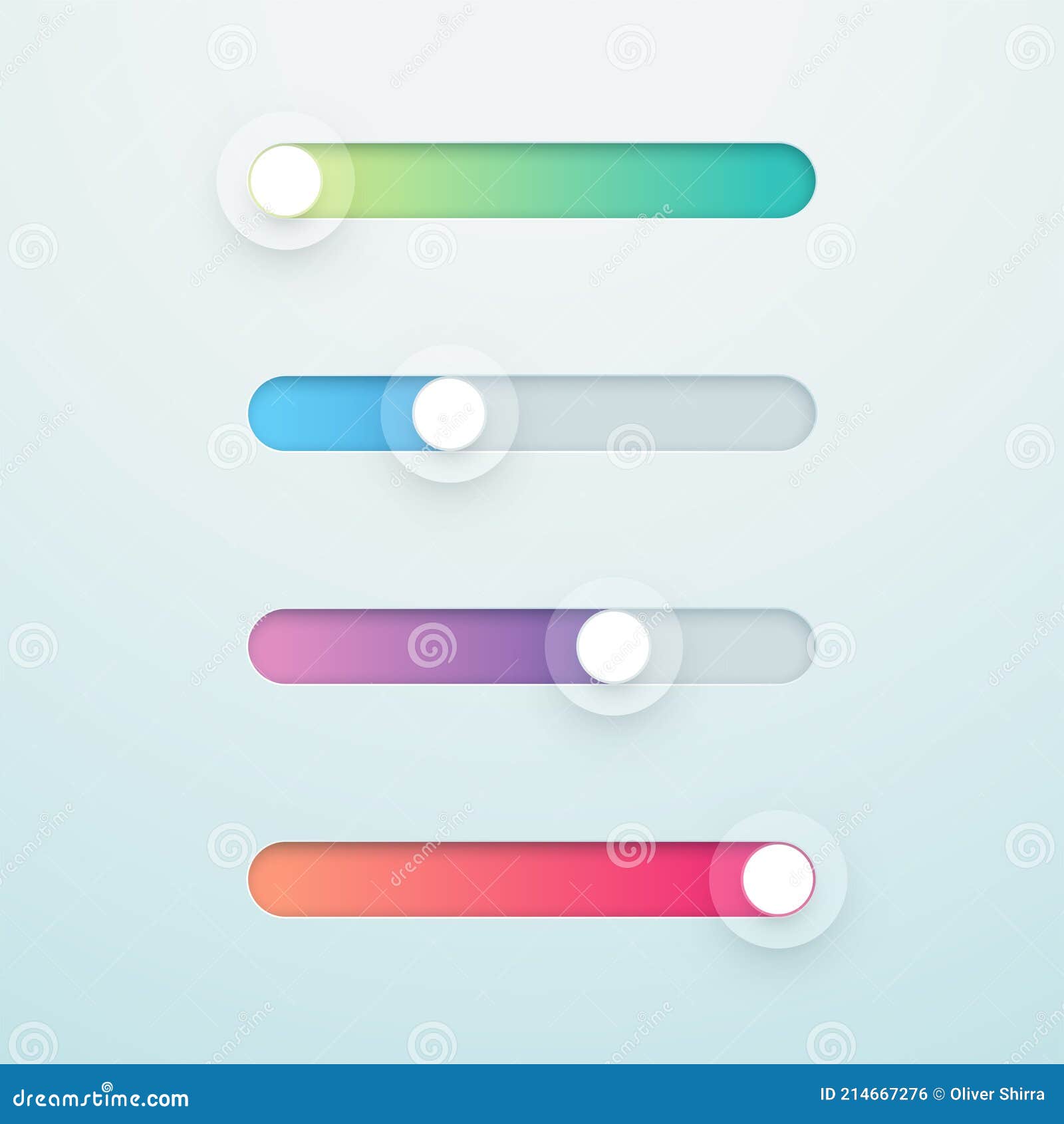 Slider Bar Infographic Colorful Vector Elements Set Stock Vector ...