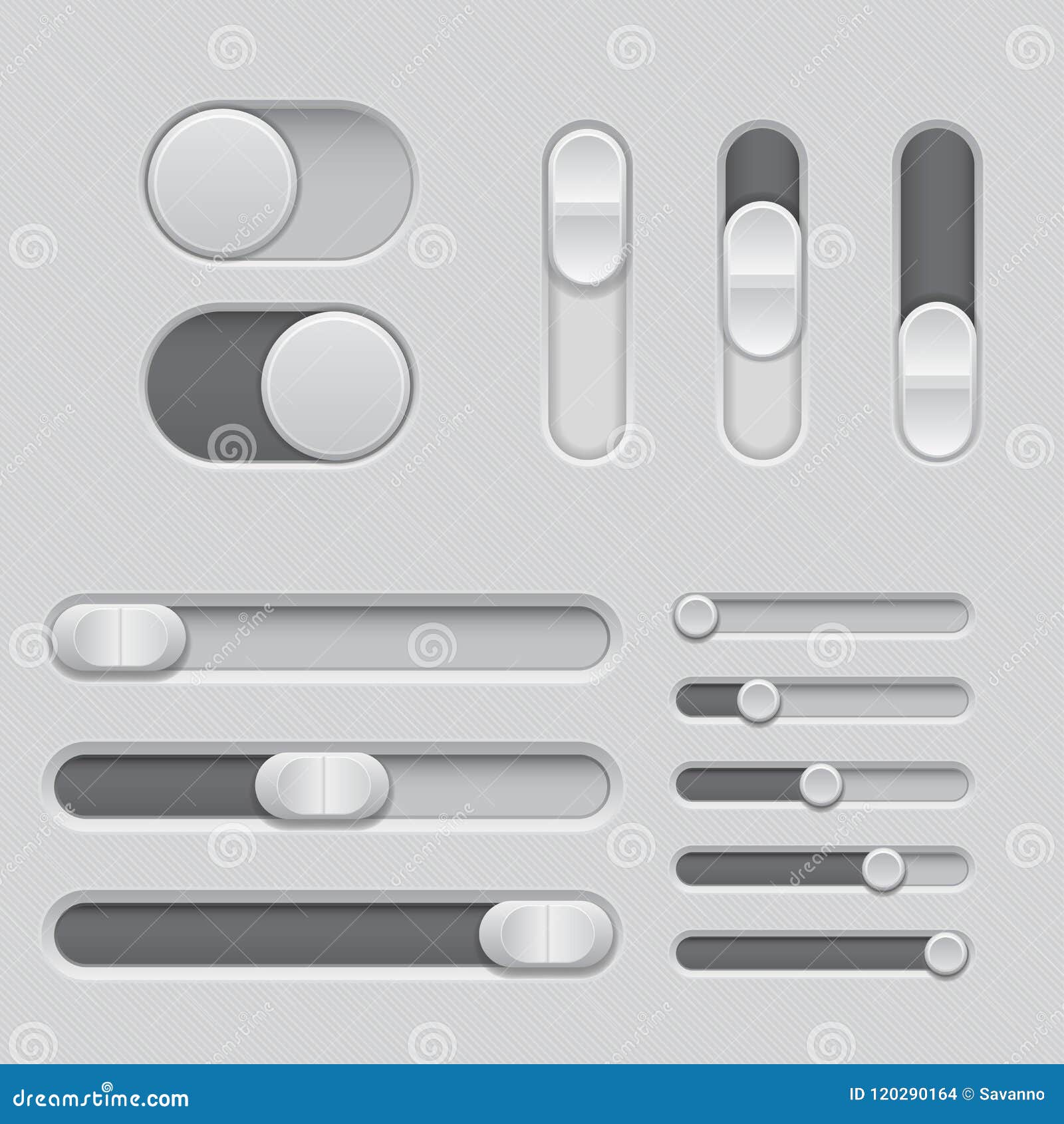 Slider Bars. Set of Gray Volume Level Console Stock Vector ...