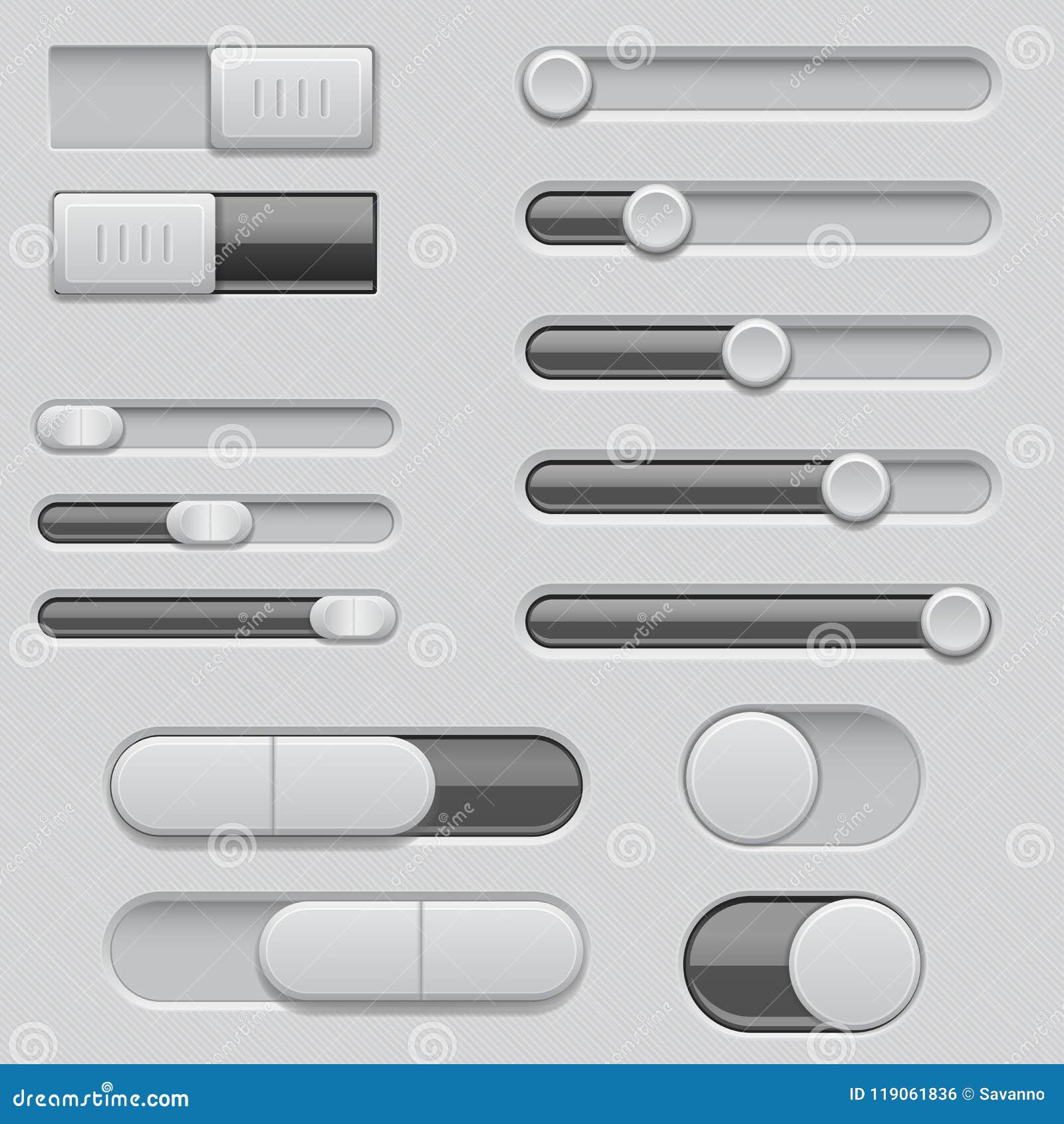Slider Bars. Set of Volume Level Console Stock Vector - Illustration of ...