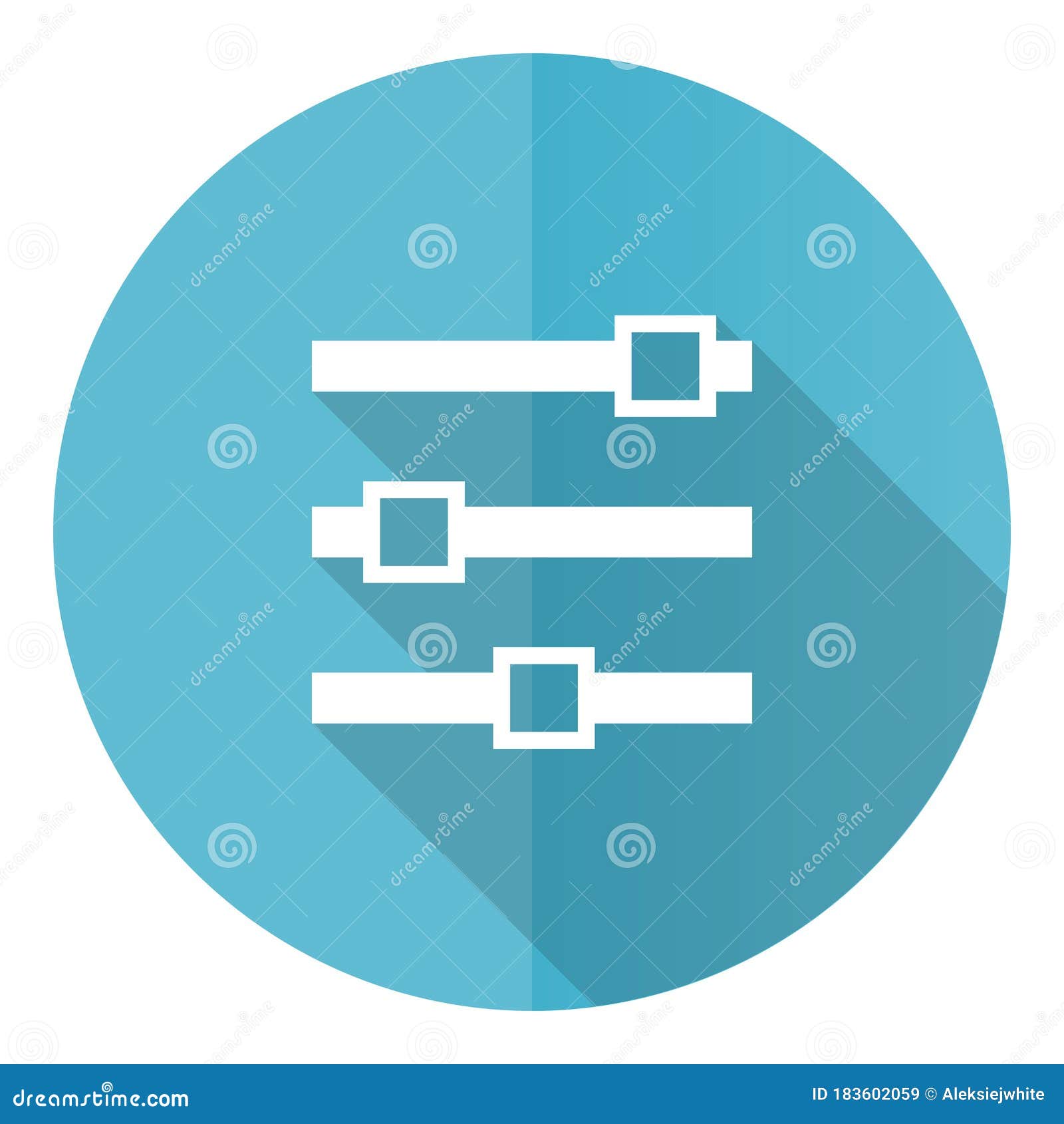 Slider Blue Round Flat Design Vector Icon Isolated On White Background