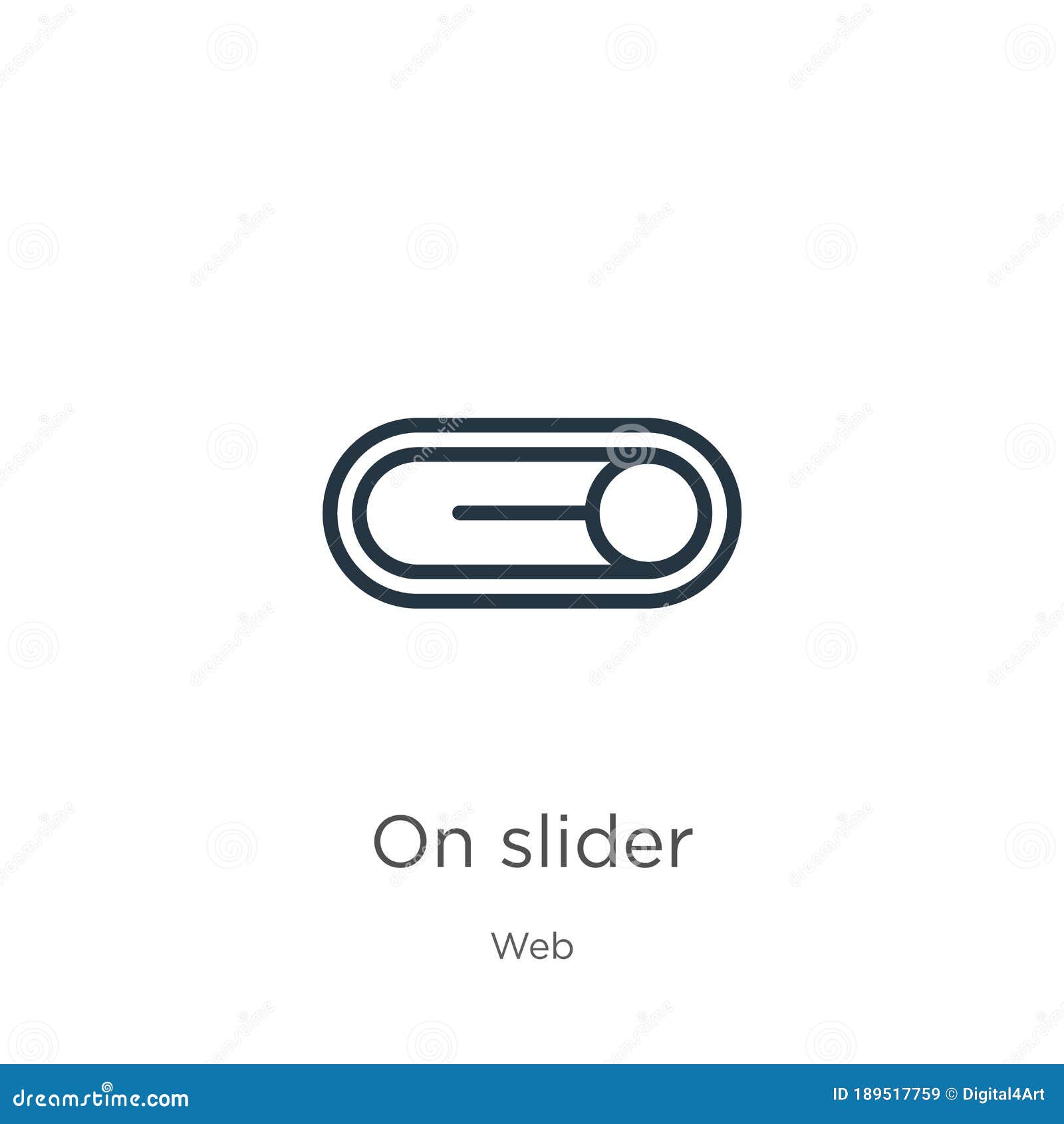 On Slider Icon. Thin Linear on Slider Outline Icon Isolated on White ...