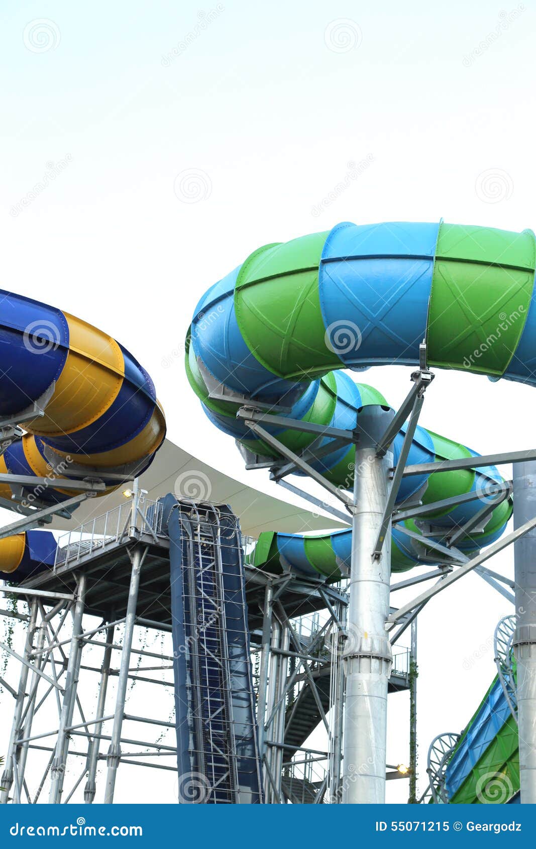 Slider in swimming pool stock image. Image of plastic - 55071215