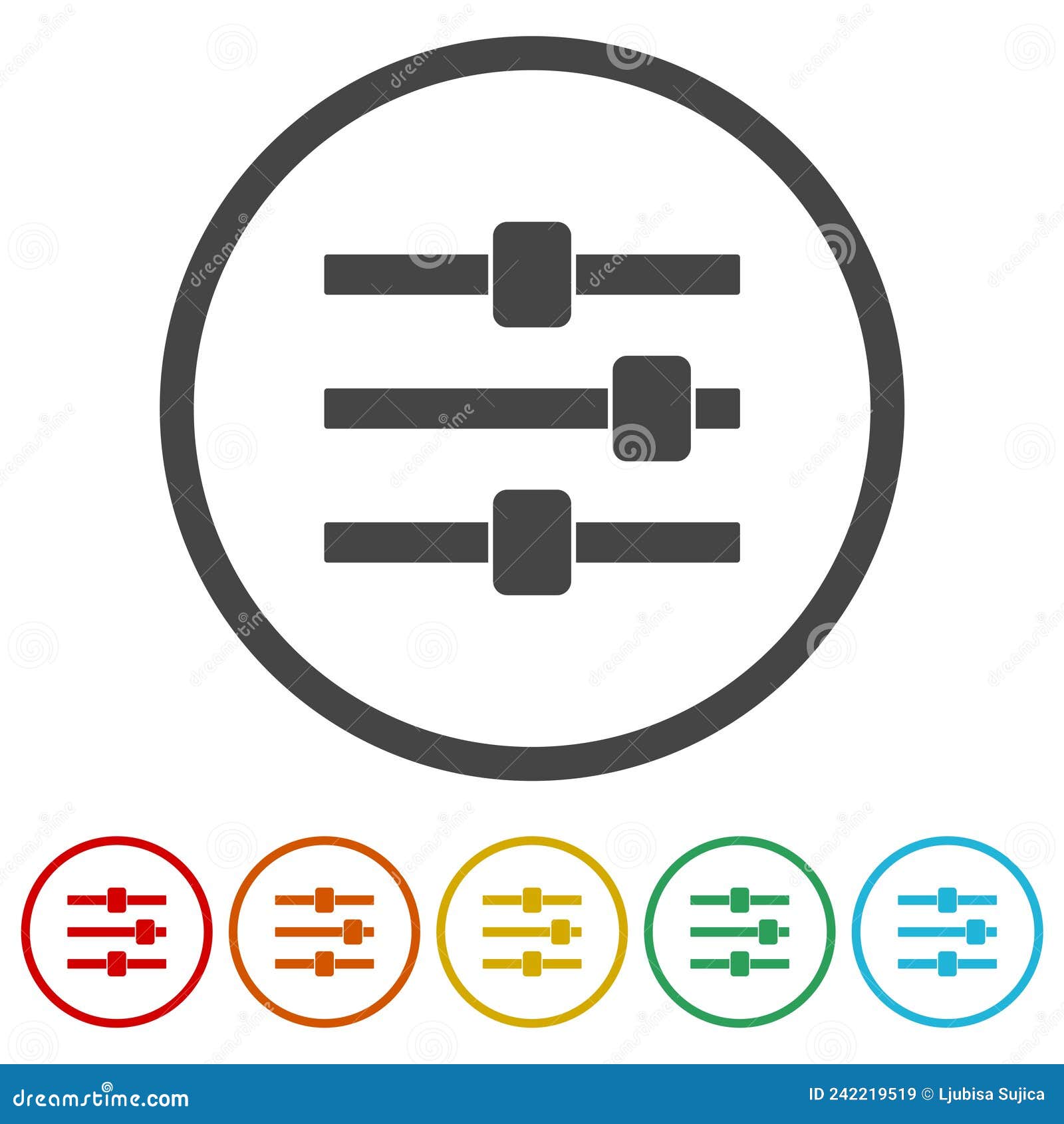 Sliders Bar Panel Set Ring Icon, Color Set Stock Vector - Illustration ...