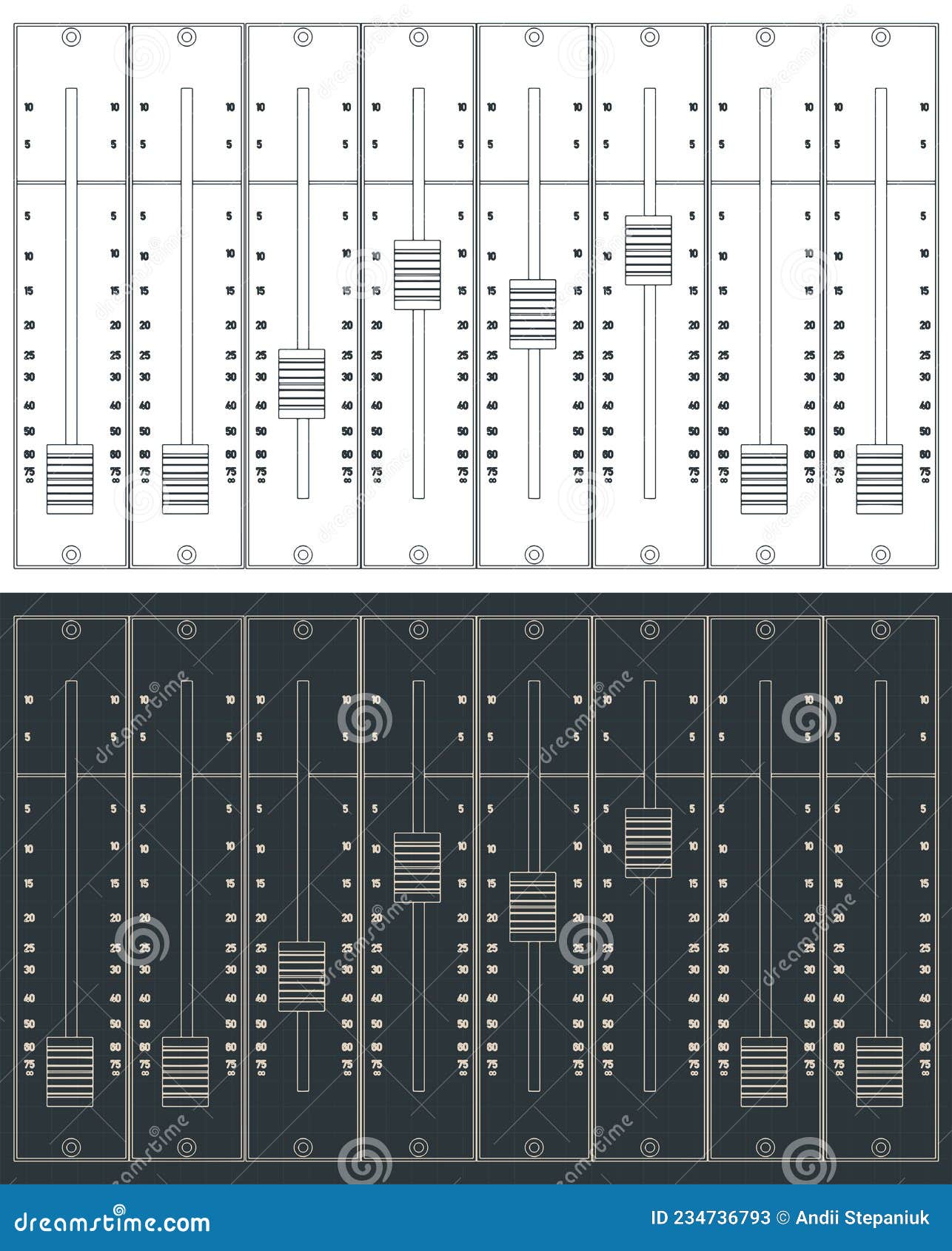 Sliders Or Faders Control Board Vector Illustration | CartoonDealer.com ...