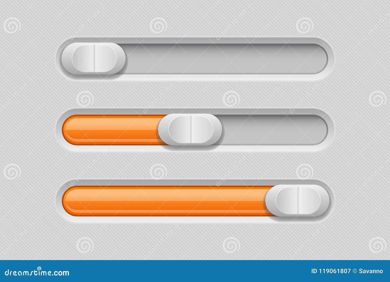 Sliders. Gray Orange Control Level Buttons Stock Vector - Illustration ...