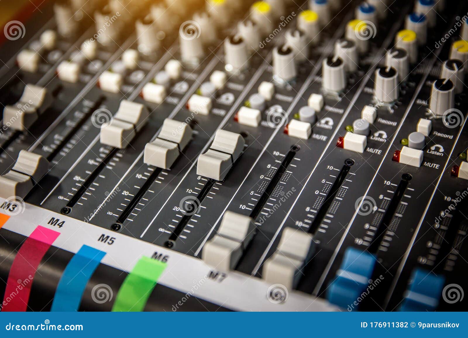 Sliders on the Musical Control Panel Stock Photo - Image of engineer ...