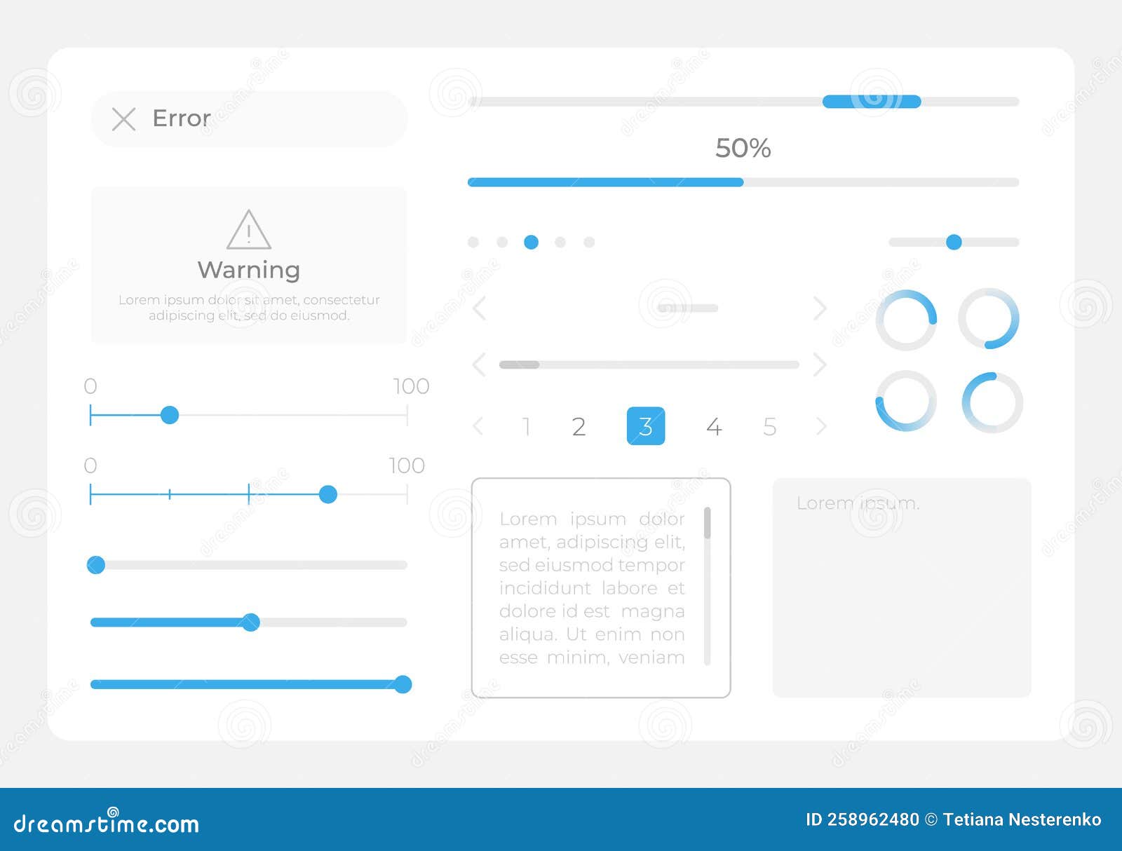 Sliders UI elements kit stock vector. Illustration of icon - 258962480