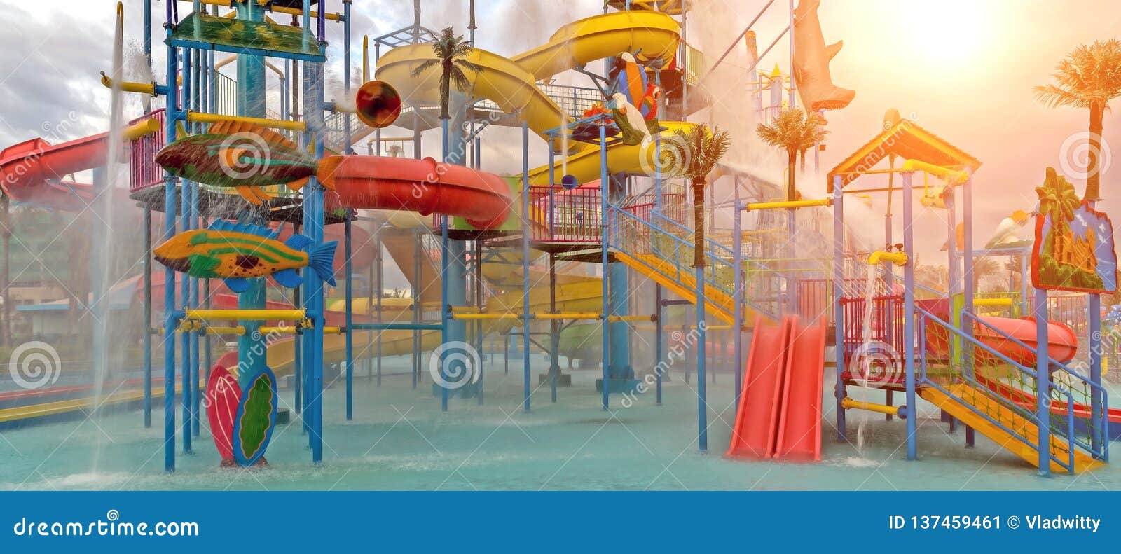 Sliders water park stock image. Image of fall, aqua - 137459461