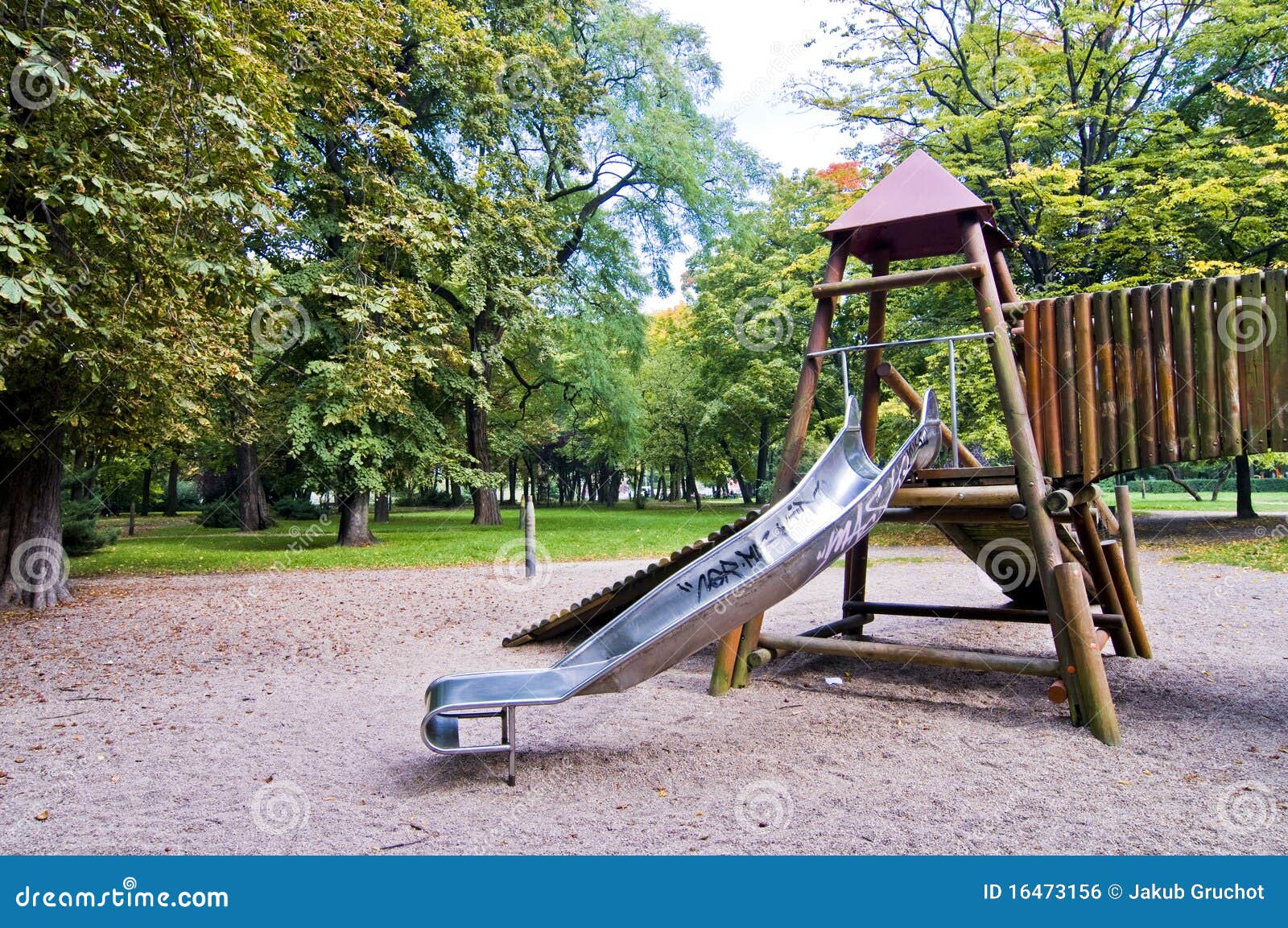 Slides in Park during Autumn, Wide Range of Colors Stock Photo - Image ...
