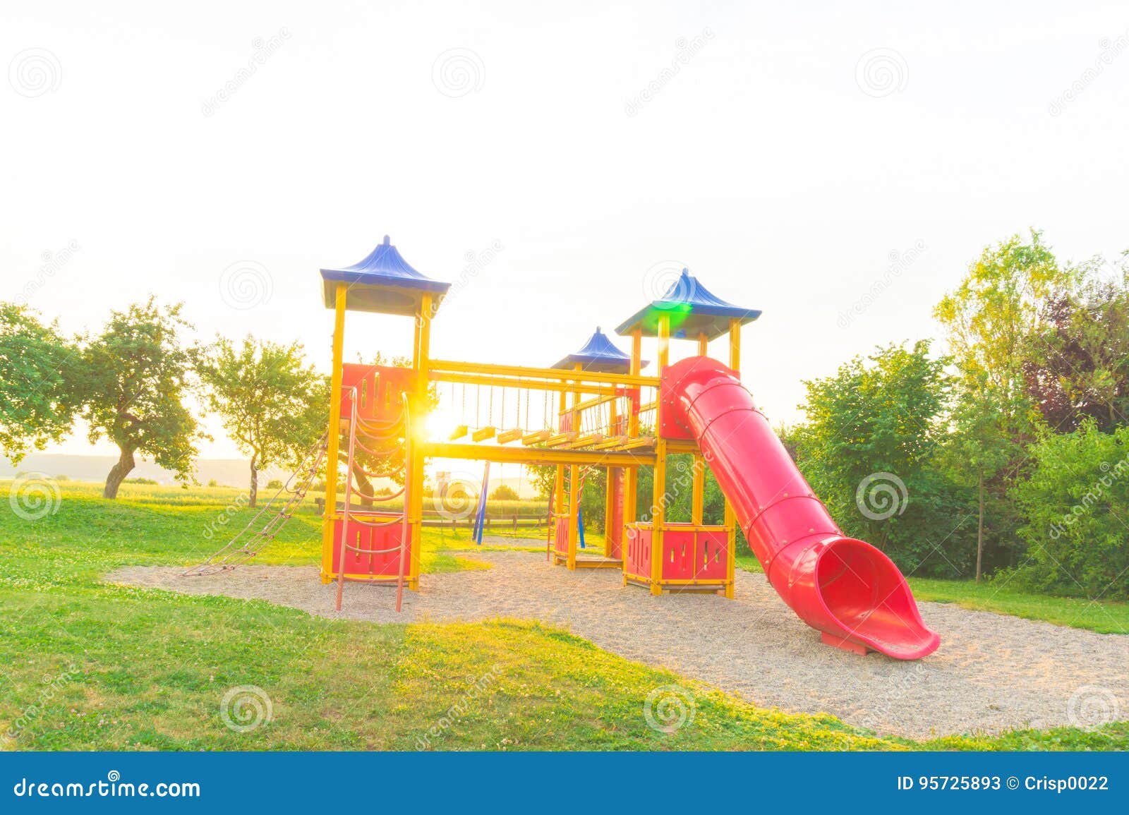 Slides on the playground stock image. Image of empty - 95725893