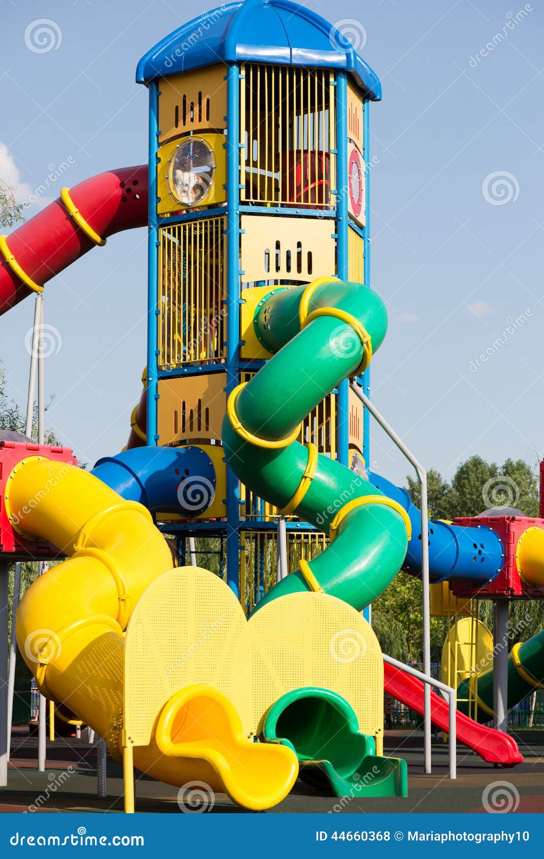 The Slides On The Playground For Children Stock Image | CartoonDealer ...