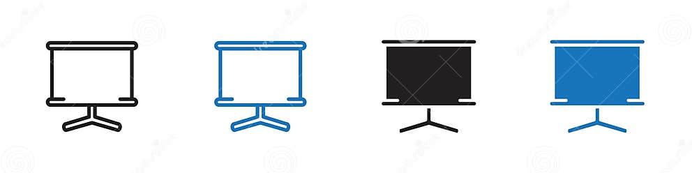 Slideshow Icon Linear Graphics Set Vector in Black Stock Illustration ...