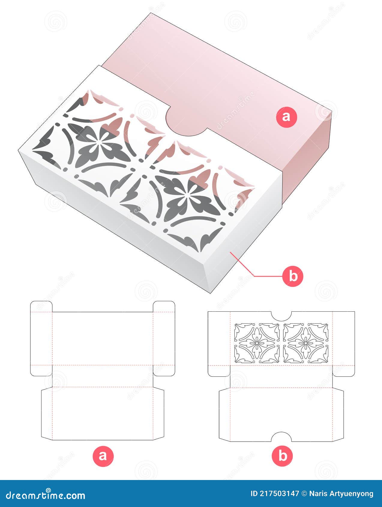 Sliding Box with Stenciled Pattern on Cover Die Cut Template Stock ...