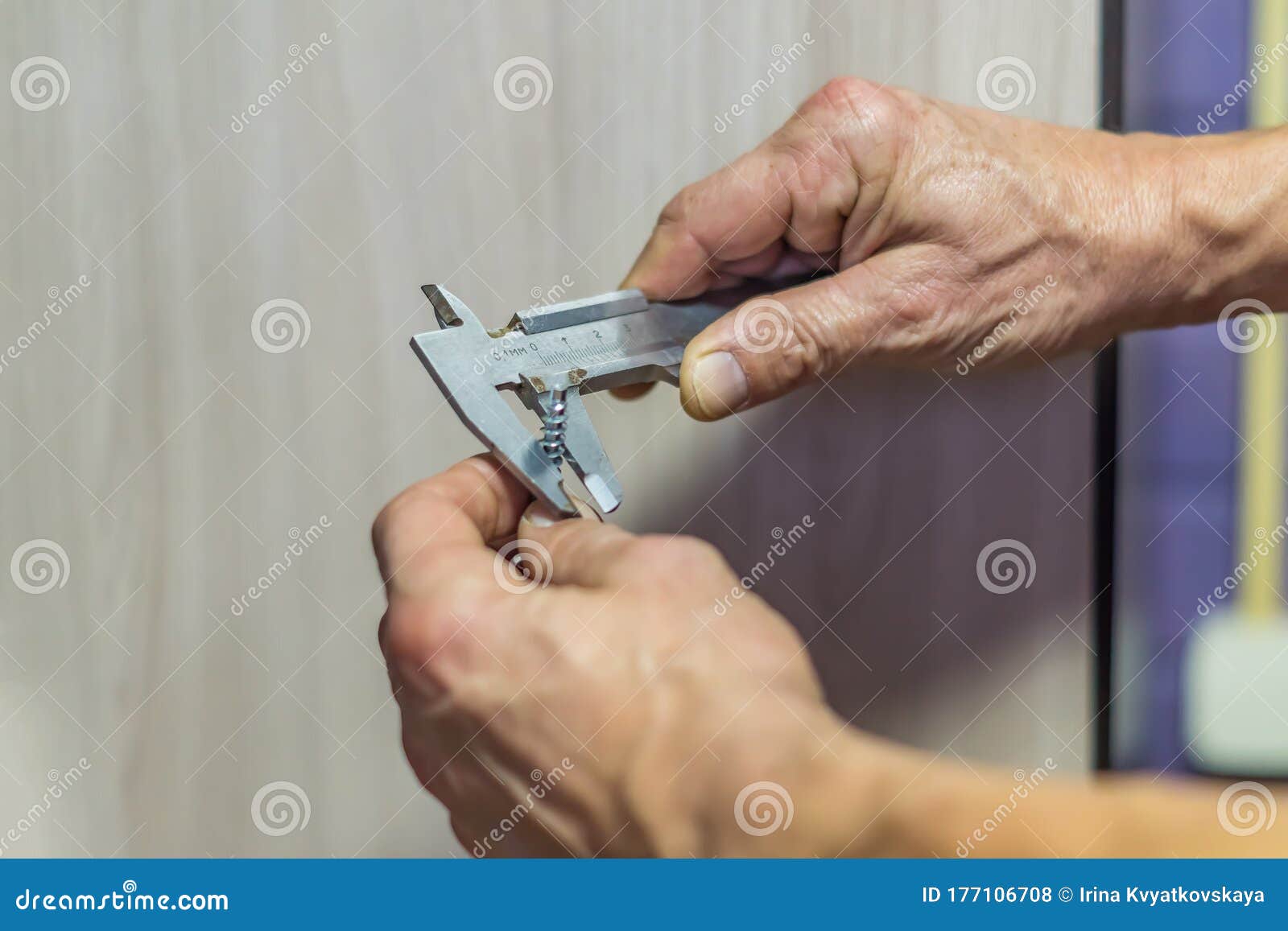 Sliding Caliper Measures the Diameter of the Stock Photo - Image of ...
