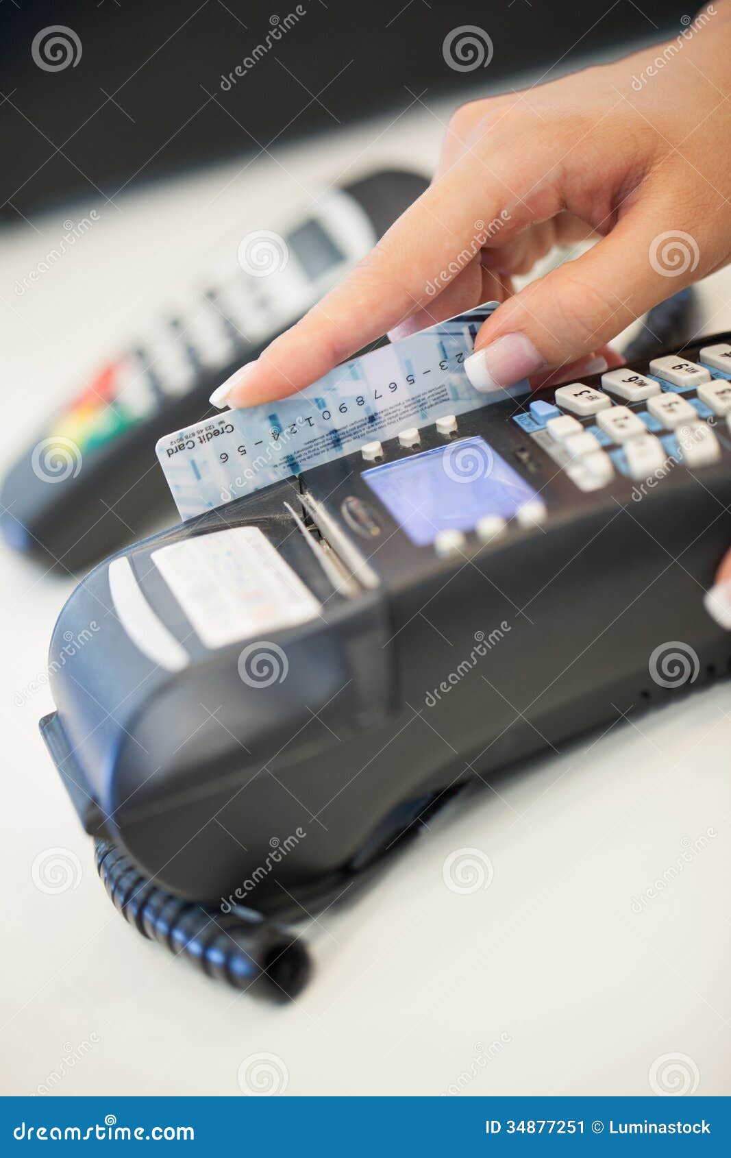 Sliding the Credit Card through the Reader Stock Image - Image of ...