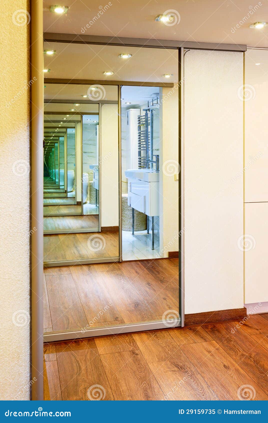 Sliding-door Mirror Wardrobe in Modern Hall Interior Stock Image ...