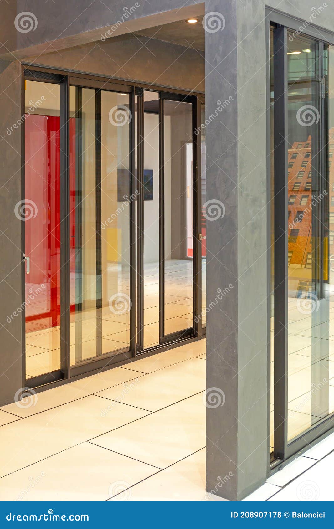 Sliding Doors Corridor stock photo. Image of doors, hall - 208907178