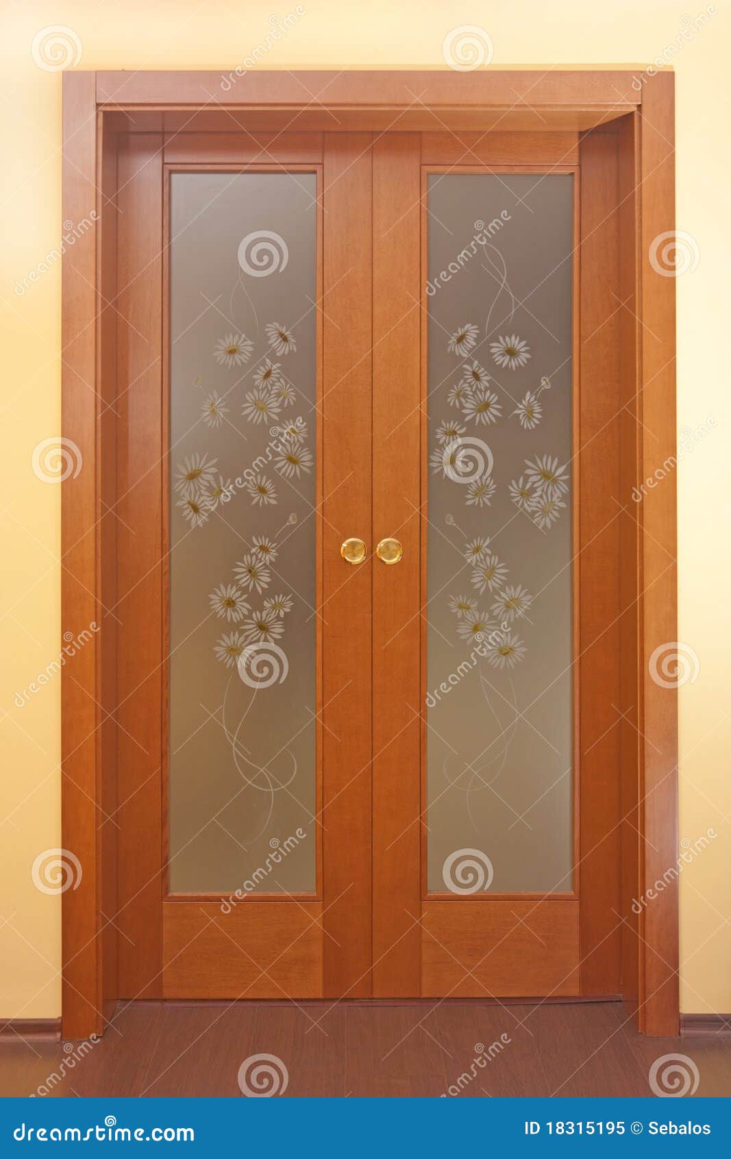 Sliding Doors with Painted Glass Stock Image - Image of lock, glass ...