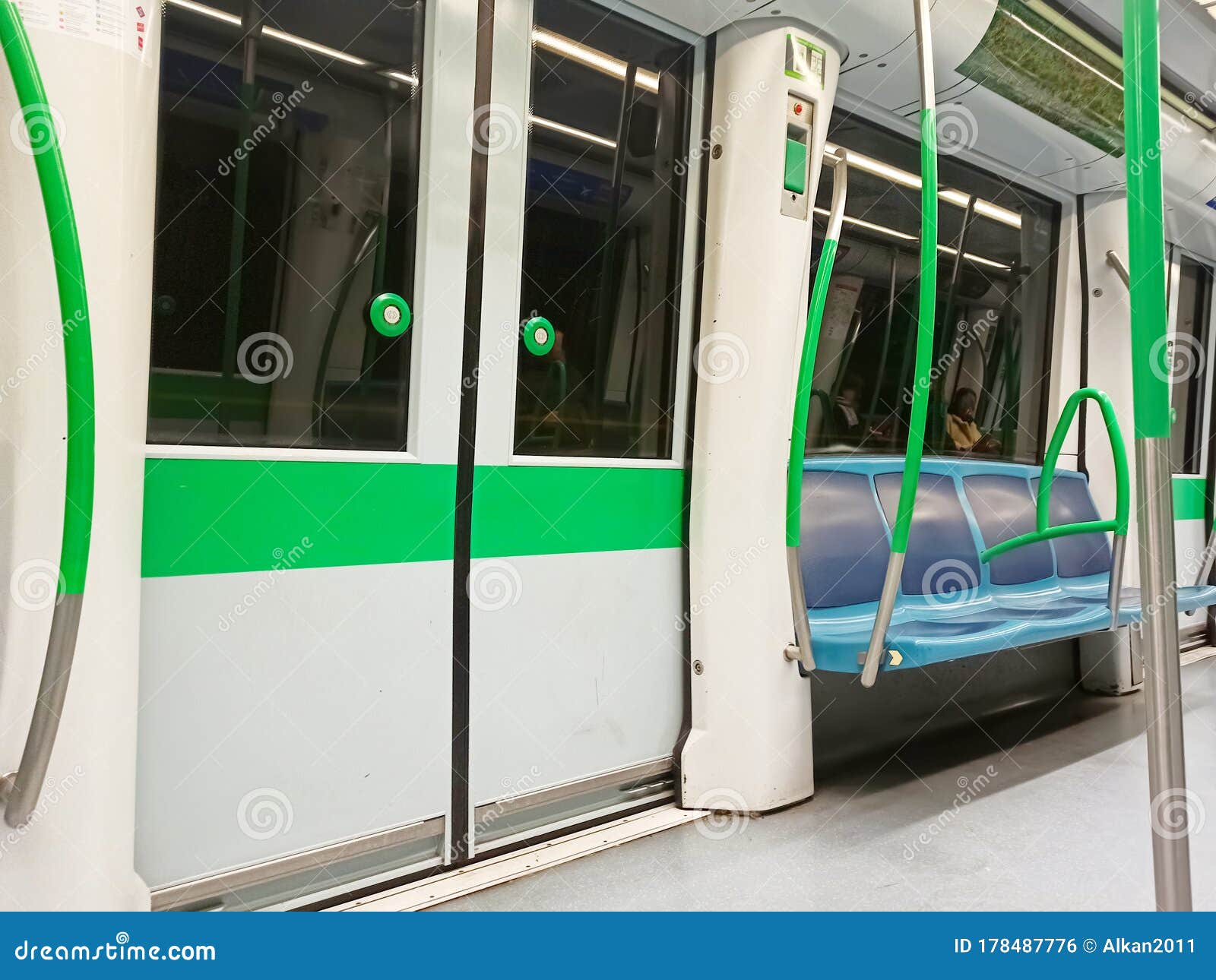 Sliding Doors of a Subway Car in Madrid Stock Photo - Image of handrail ...