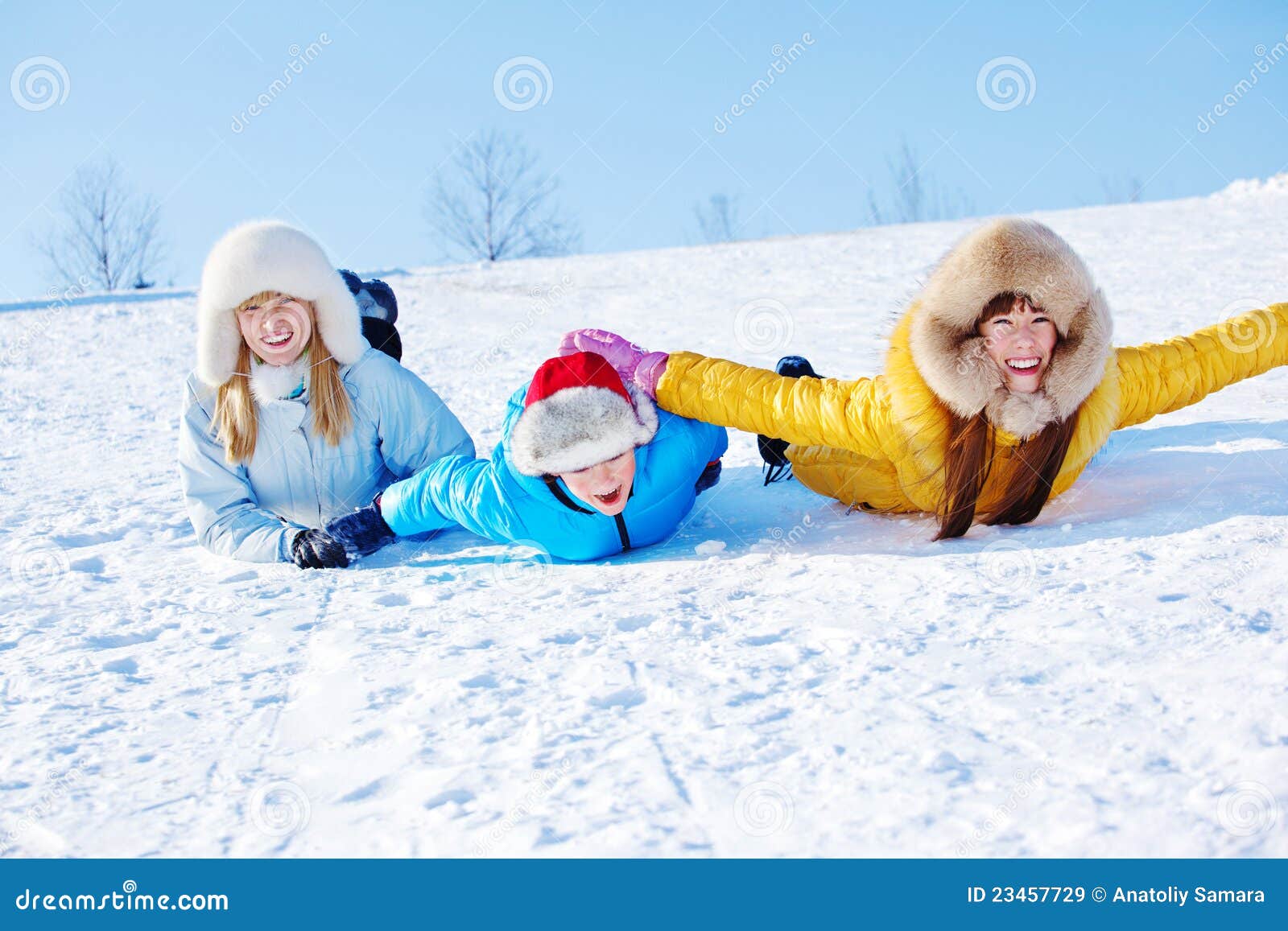 Sliding downhill stock image. Image of happy, hill, pretty - 23457729