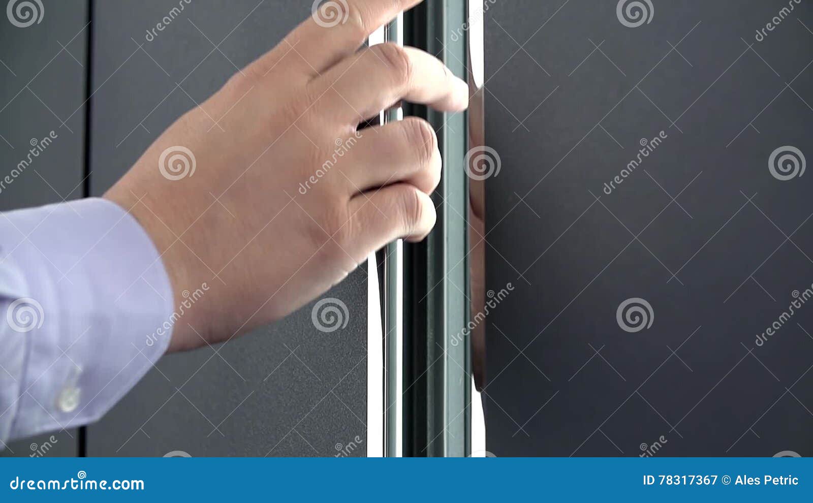 Sliding on the Edge of the Door with a Pointing Finger Stock Video ...