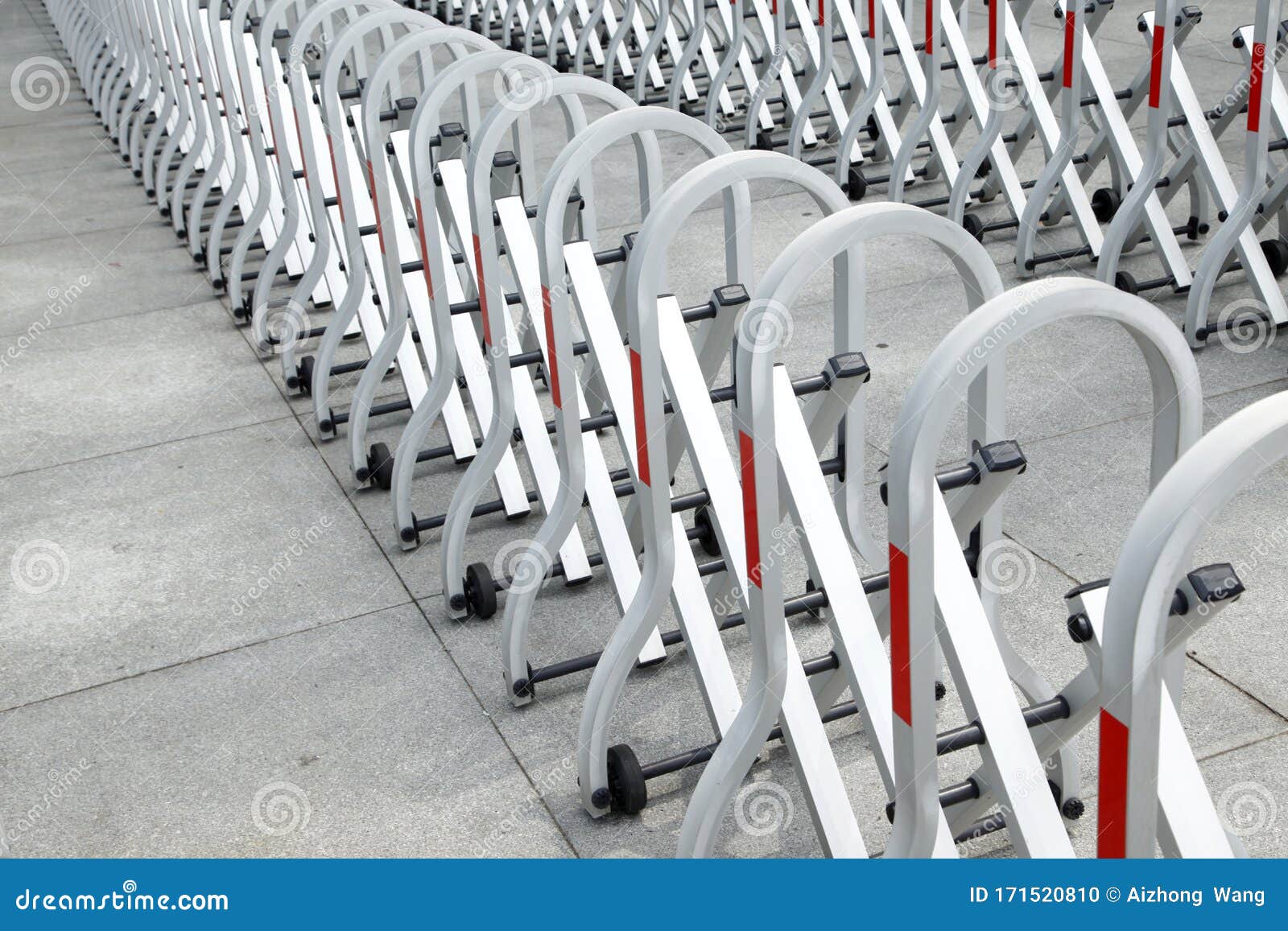 Sliding and Folding Barrier Stock Photo - Image of sidewalk, queue ...