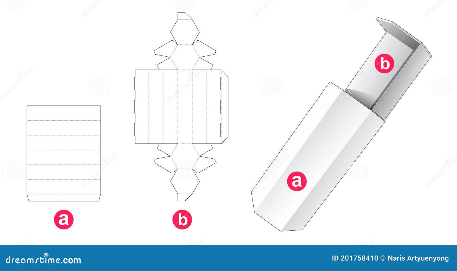 Sliding Hexagonal Box Die Cut Template Design Stock Vector ...