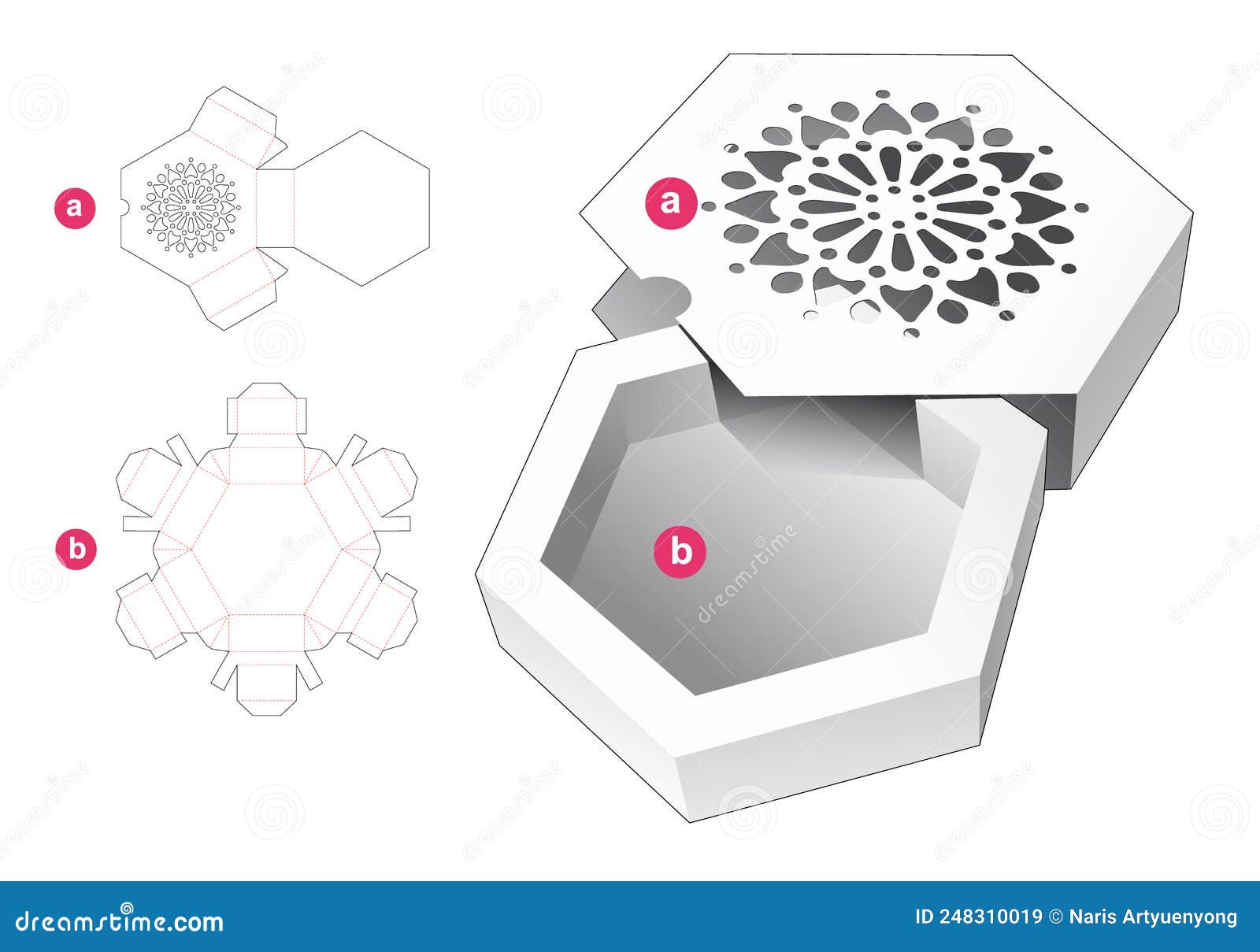 Sliding Box With Stenciled Pattern On Cover Die Cut Template Cartoon ...