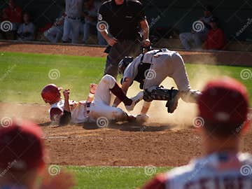 Sliding into Home Plate stock image. Image of excitement - 574973