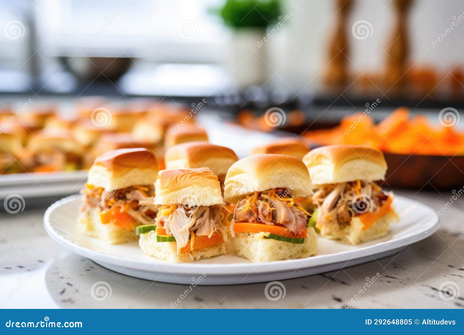 Sliding a Plate of Finished Pork Sliders Towards the Camera Stock Image ...