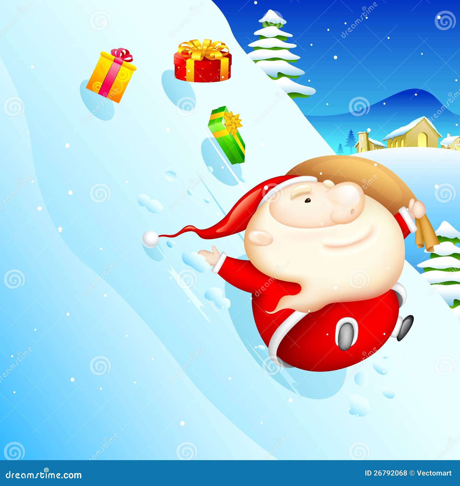 Sliding Santa stock vector. Illustration of nature, holiday - 26792068
