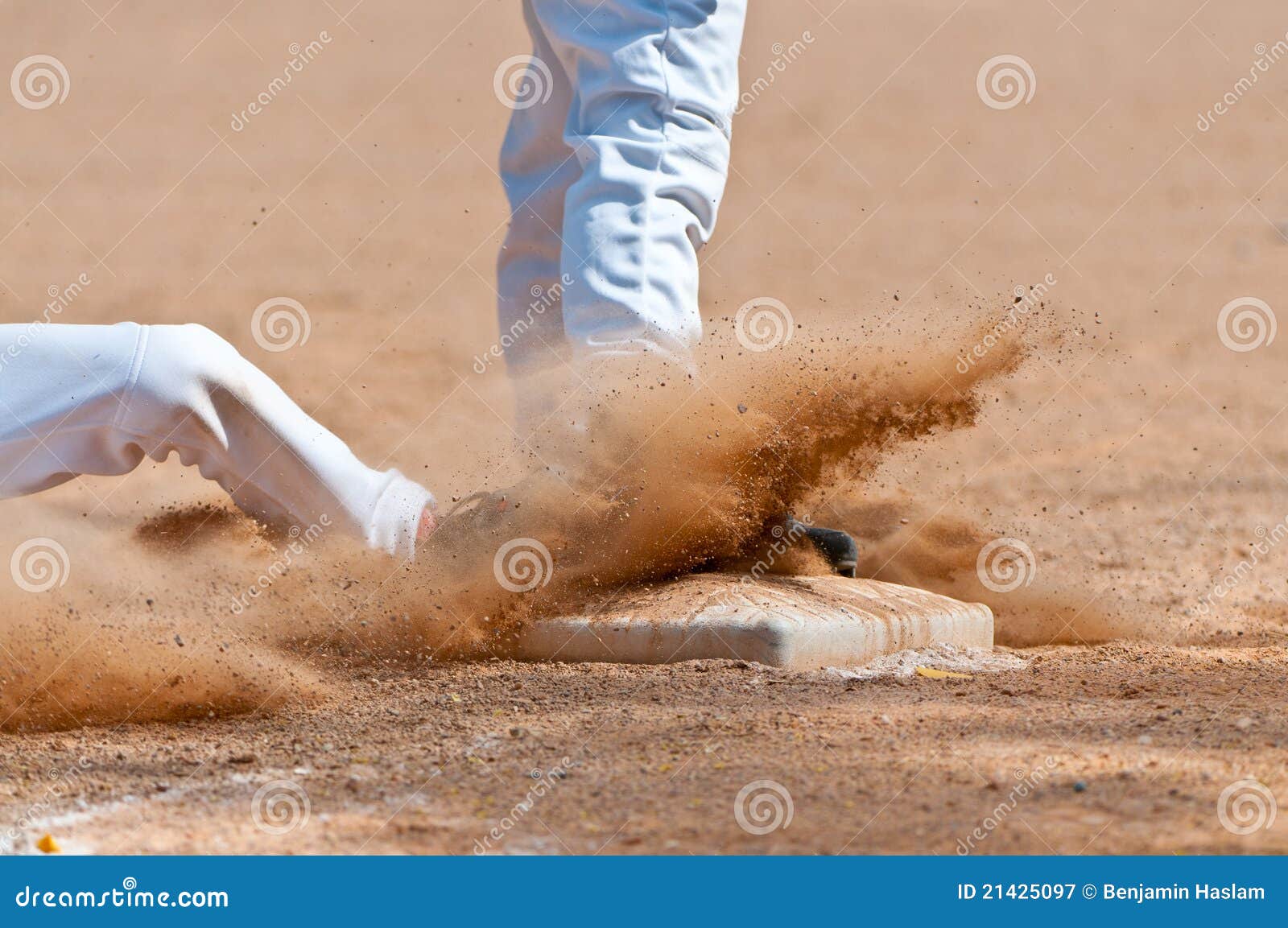 Sliding into Third Base stock image. Image of base, field - 21425097