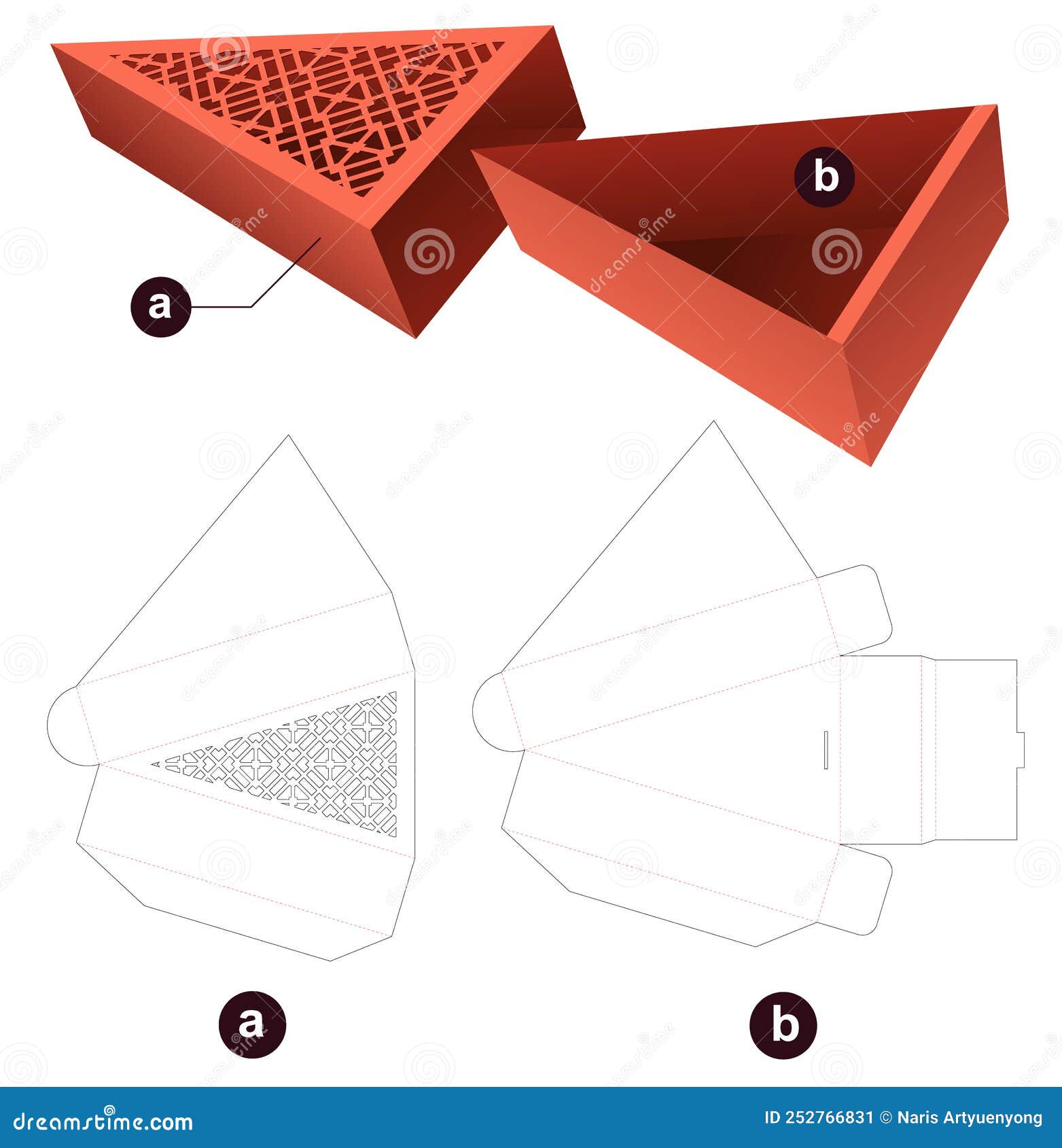 Sliding Box With Stenciled Pattern On Cover Die Cut Template Cartoon ...