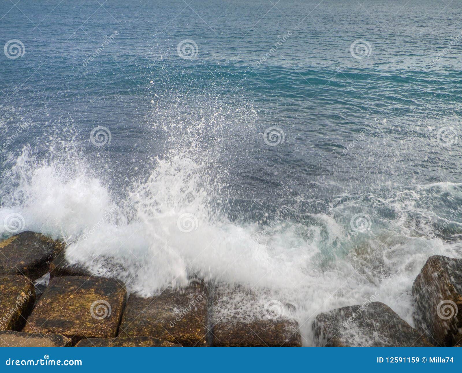 Slight Sea on Rocks. Seafront of Monopoli. Apulia. Stock Image - Image ...