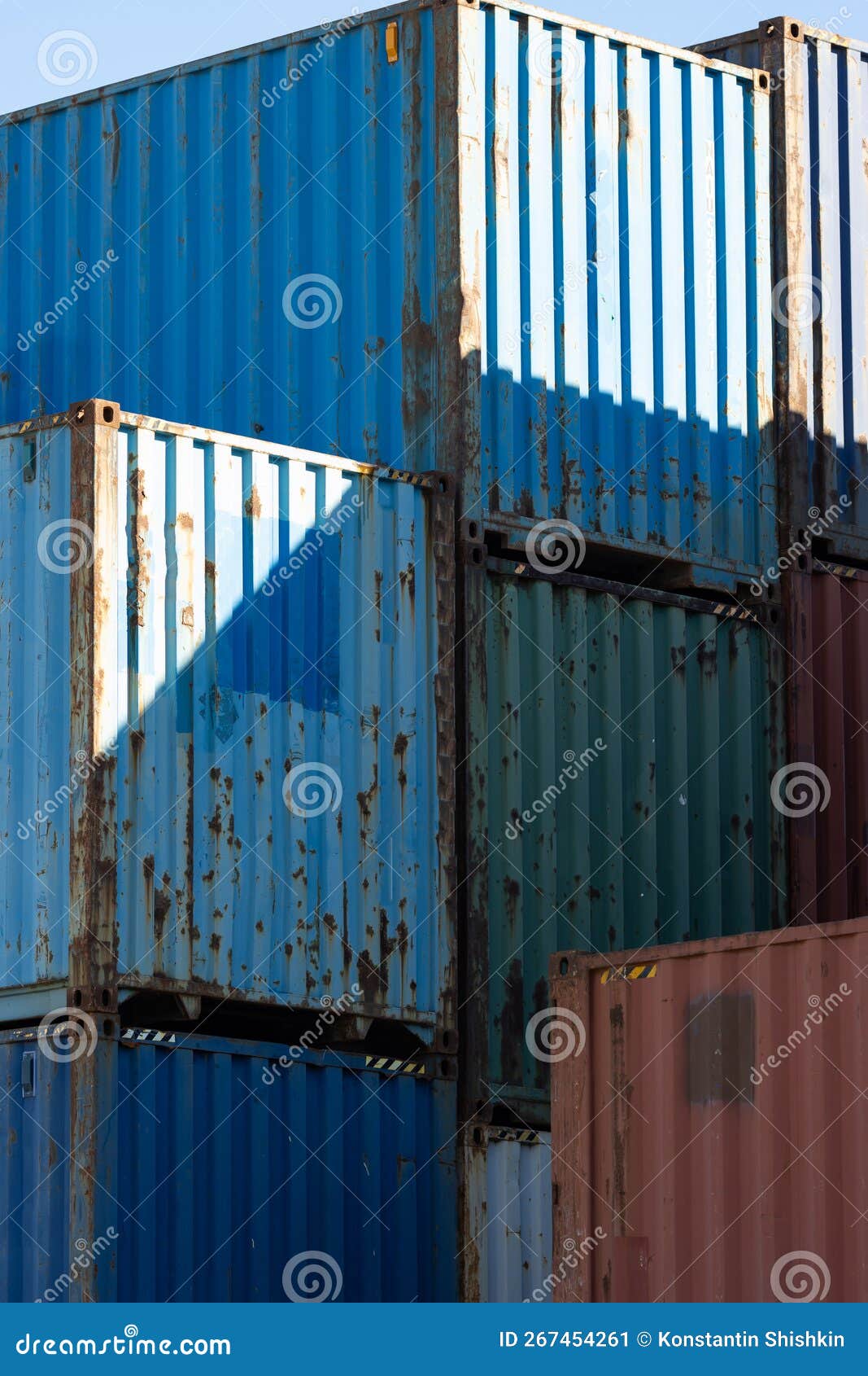 Slightly Rusty Industrial Containers Ready for Shipping Stock Image ...