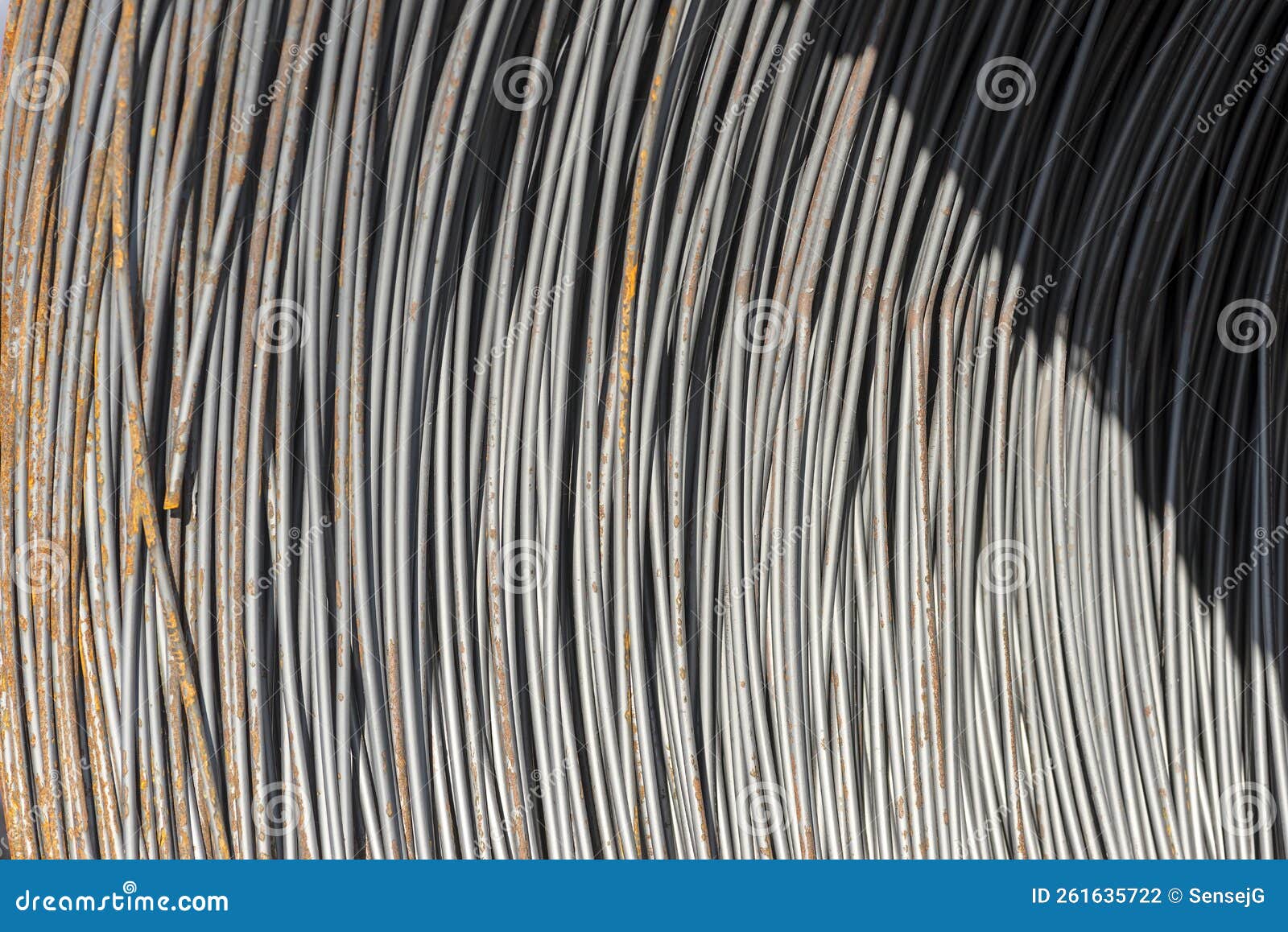 Steel Wire Wound on a Spool. Stock Photo - Image of circle, line: 261635722