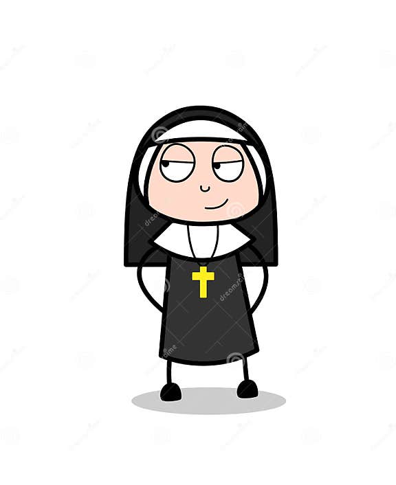 Slightly Smiling Nun Character Face Expression Stock Illustration ...
