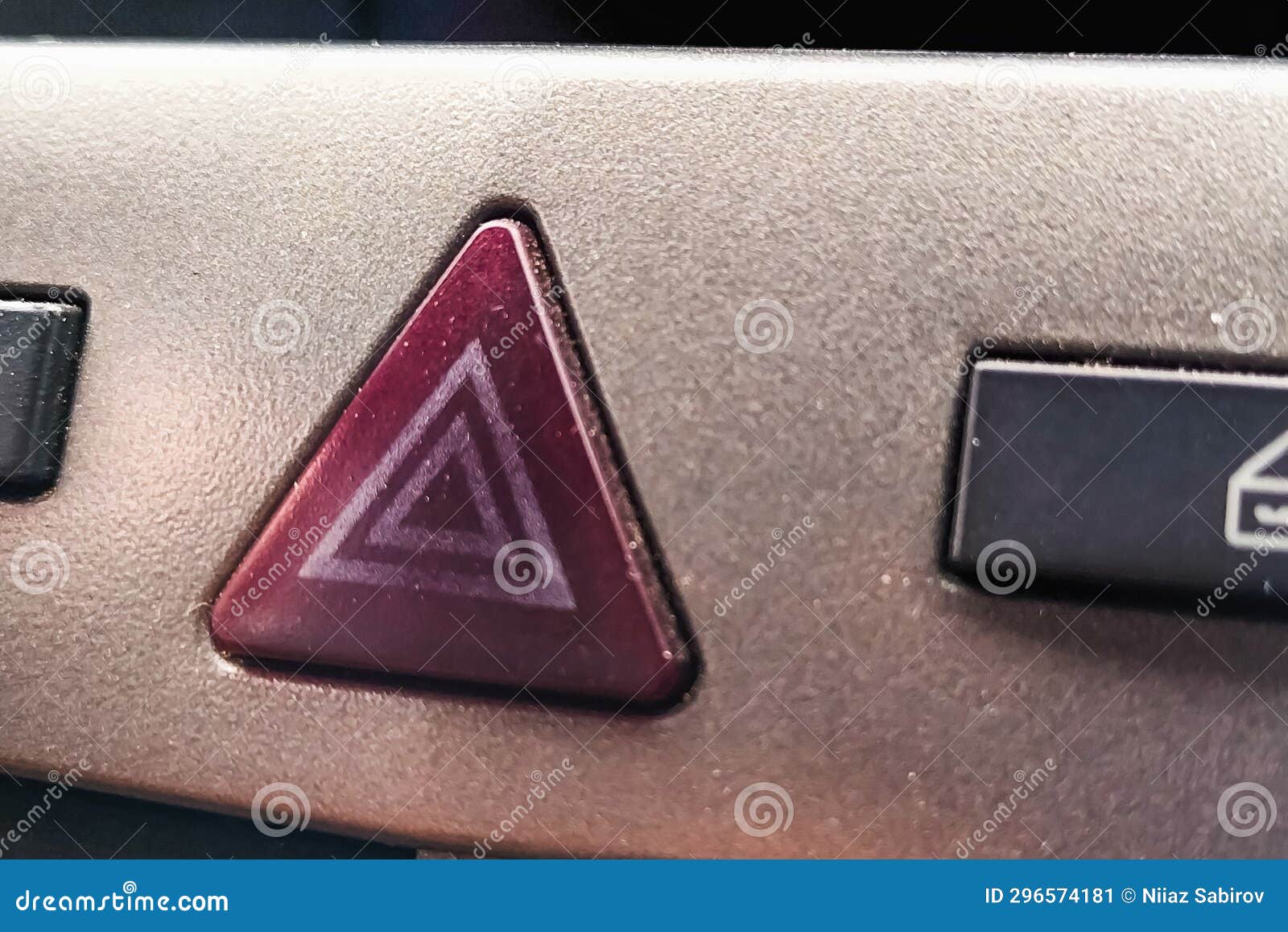 Slightly Worn Red Hazard Warning Button on the Car Panel As an ...