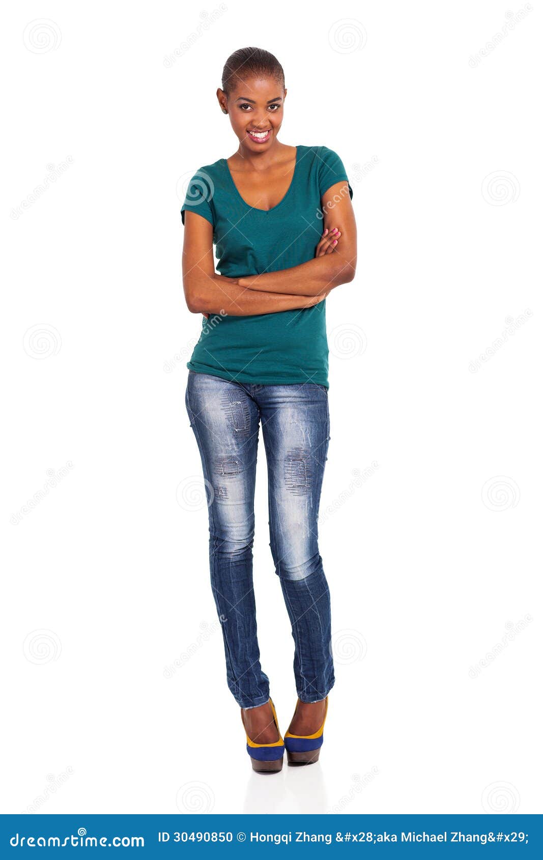 Slim african woman stock photo. Image of lifestyle, jeans - 30490850