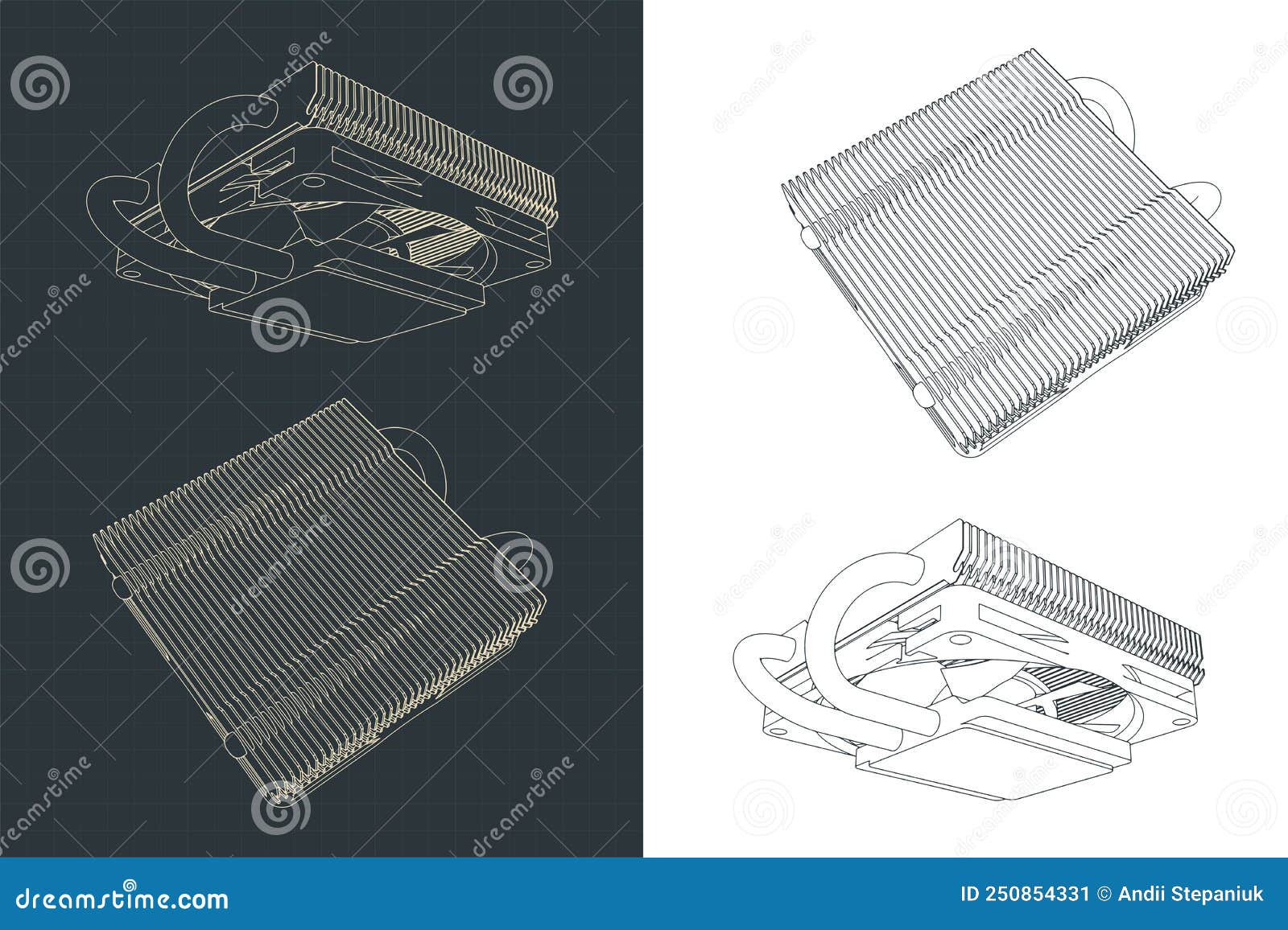 Slim CPU cooler stock vector. Illustration of device - 250854331