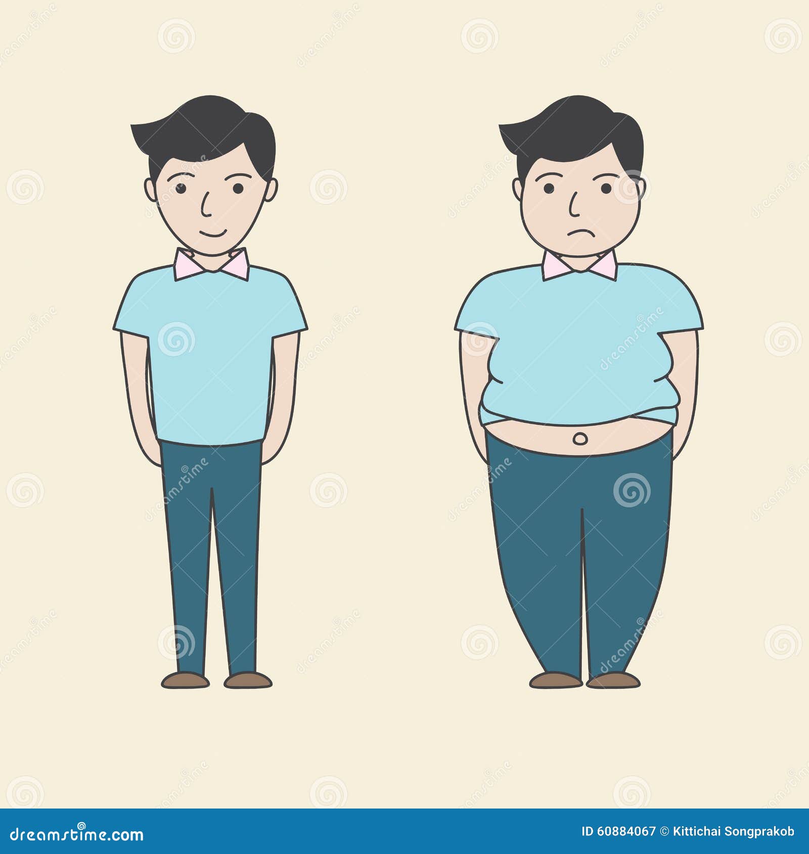 Slim and Fat, Cartoon Vector Stock Vector - Illustration of slim ...